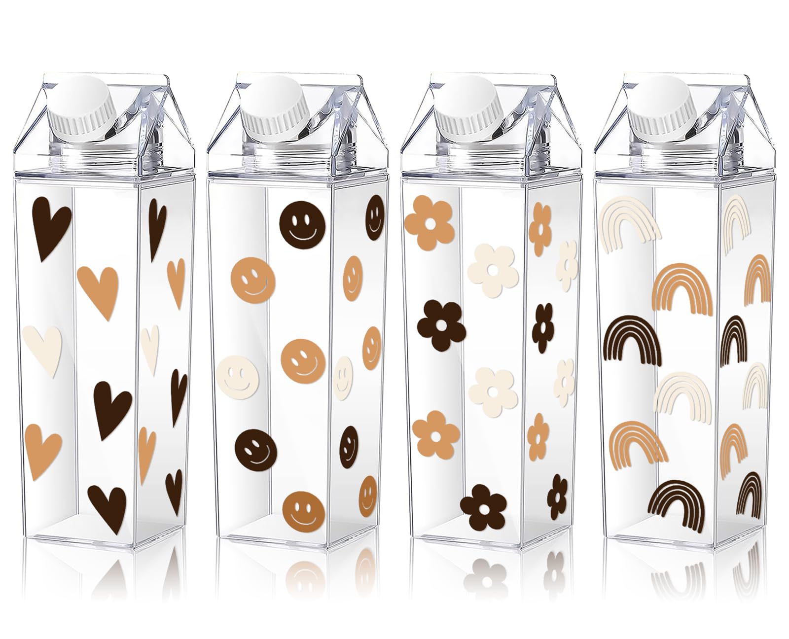 Amazon.com: Whaline 4Pcs Boho Milk Carton Water Bottle Pastel Groovy ...