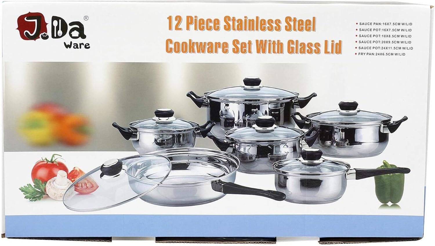 Amazon.com: Fan Palm Ware 12 Pieces Stainless Steel Cookware Cooking ...