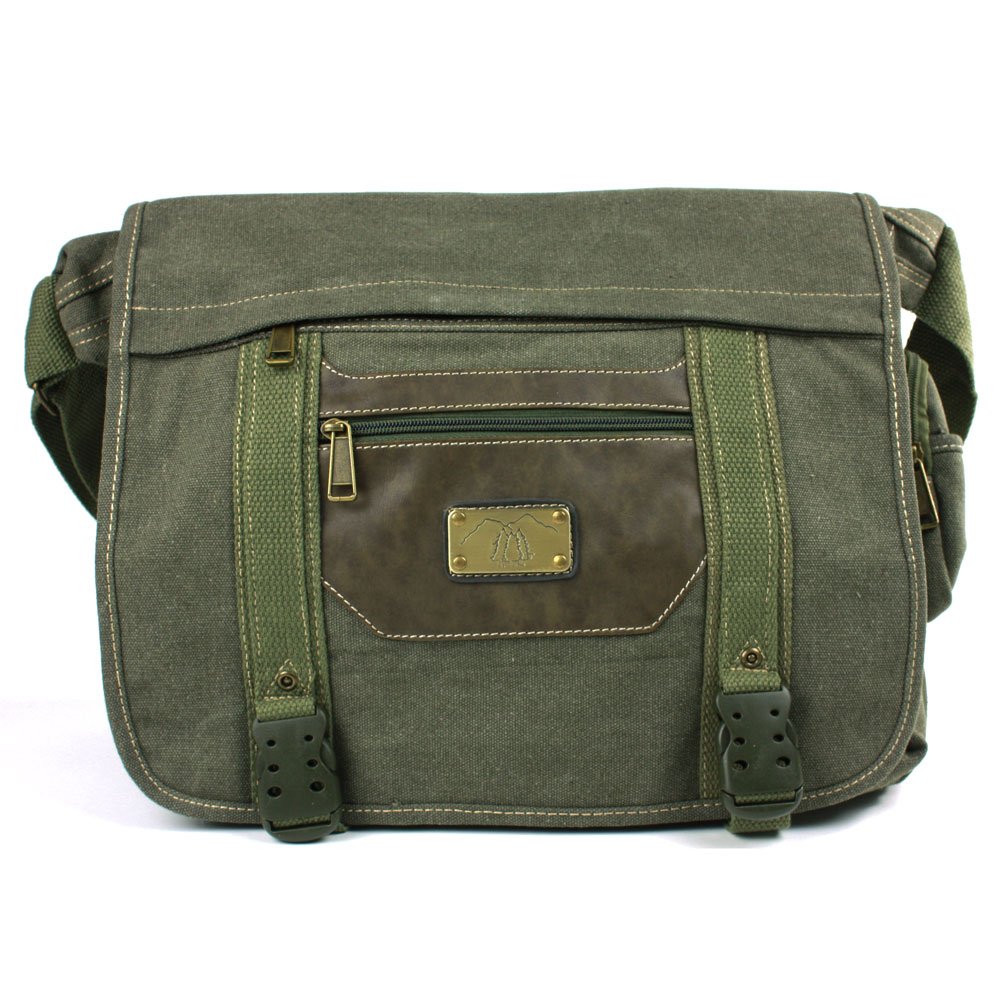 Amazon.com | Green with Brown Trim Canvas Messenger Bag | Messenger Bags