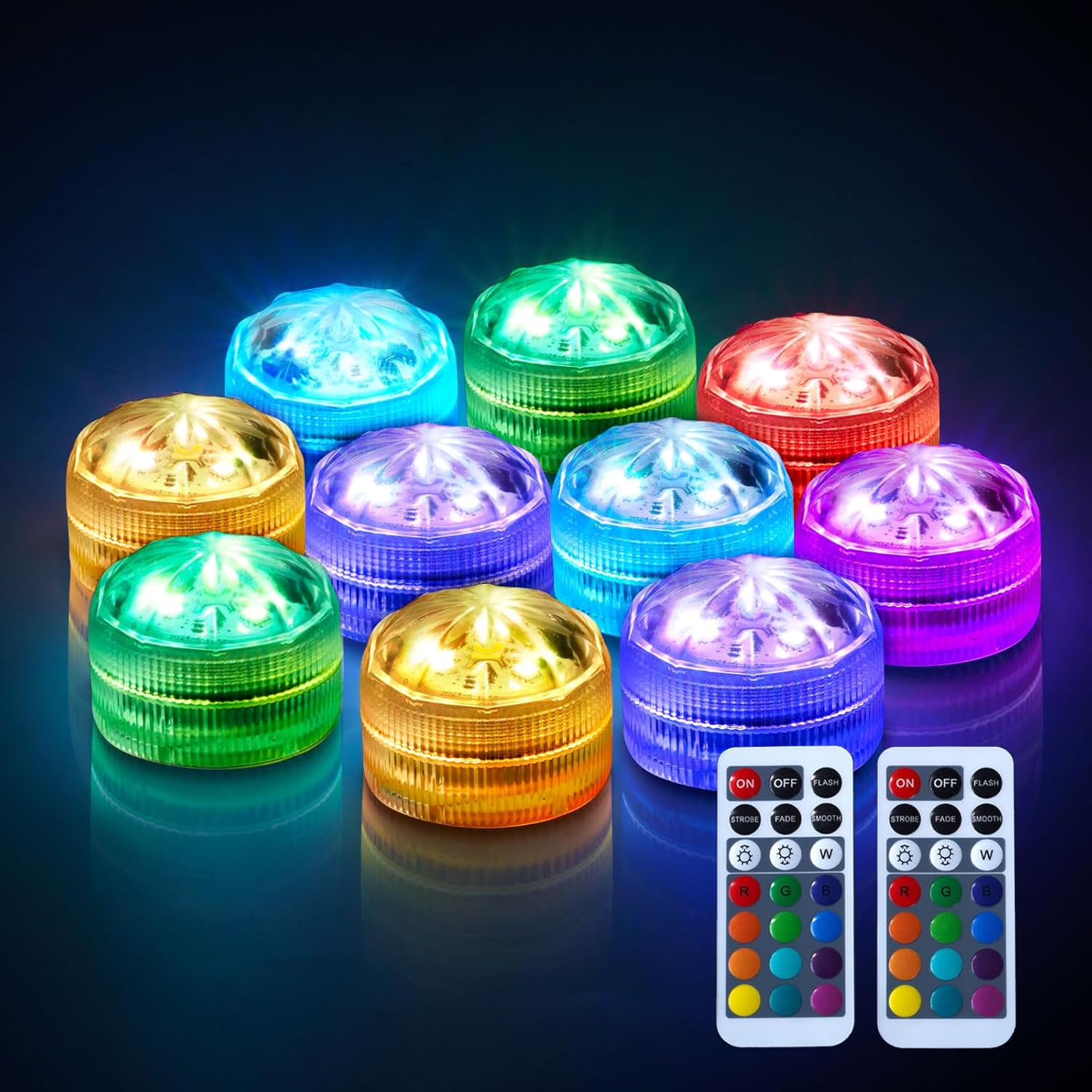 Amazon.com: 5plots 2Pack Remote Control & 10pcs Mini RGB Submersible ...