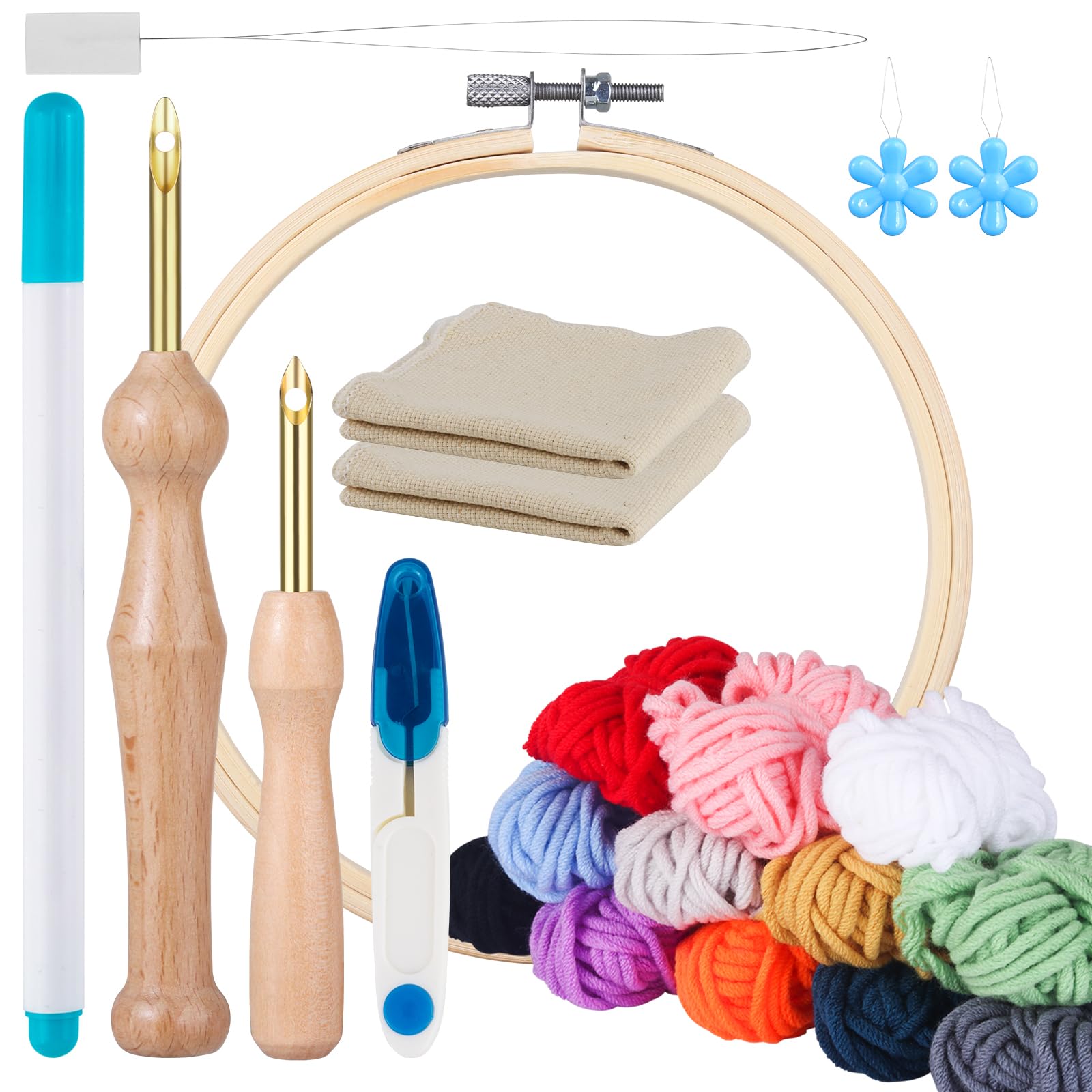 Amazon.com: Punch Needle Kit for Beginners with Embroidery Hoop,Monks ...