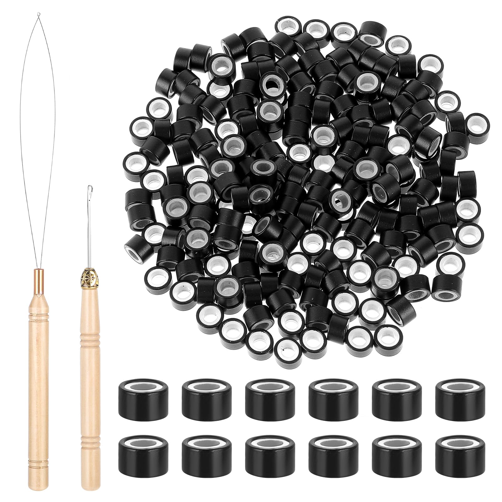 Amazon.com : 200Pcs Hair Extentions Beads 4mm Silicone Lined Micro ...