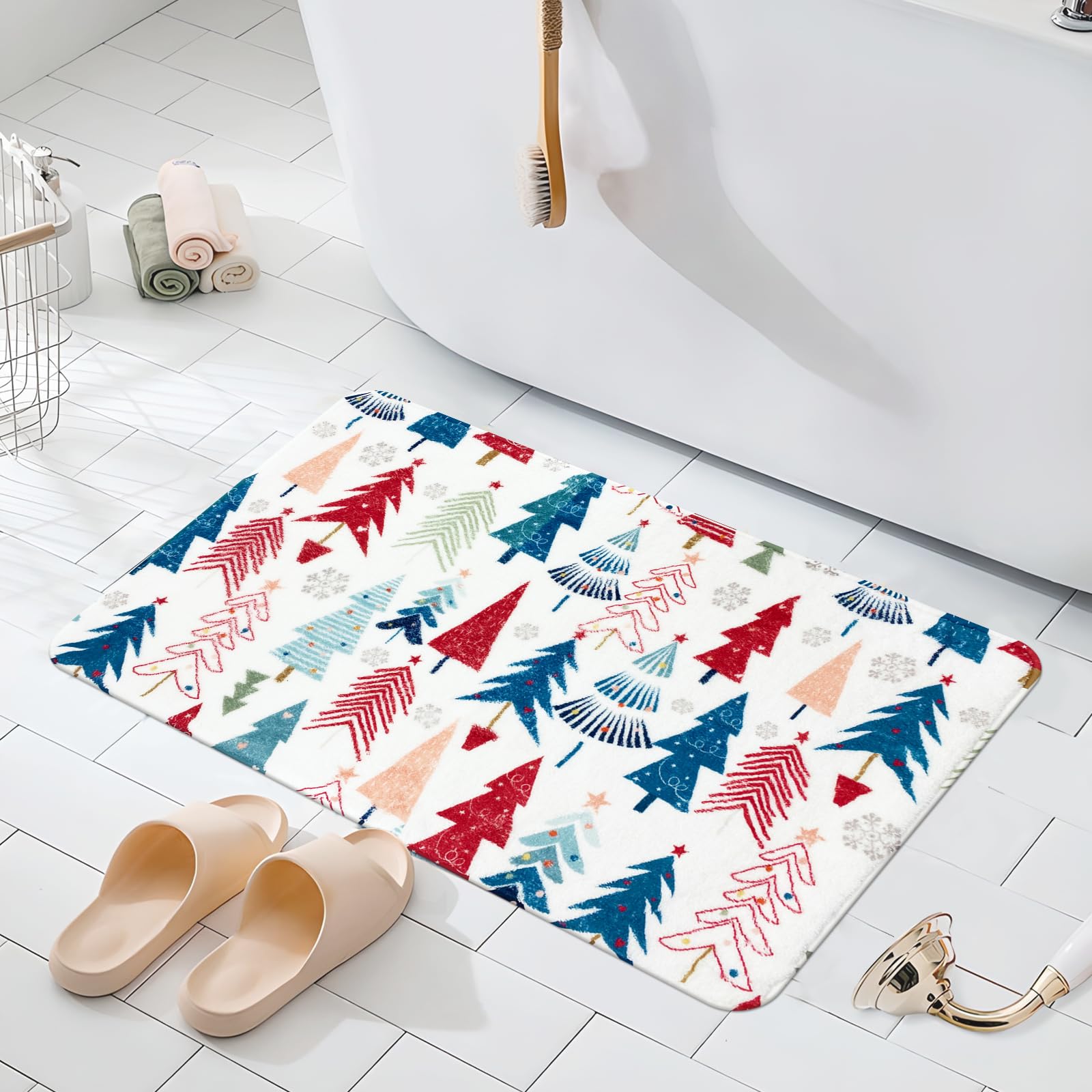 Amazon.com: MEHOFOND Merry Christmas Bathroom Rugs,Colorful Xmas Tree ...
