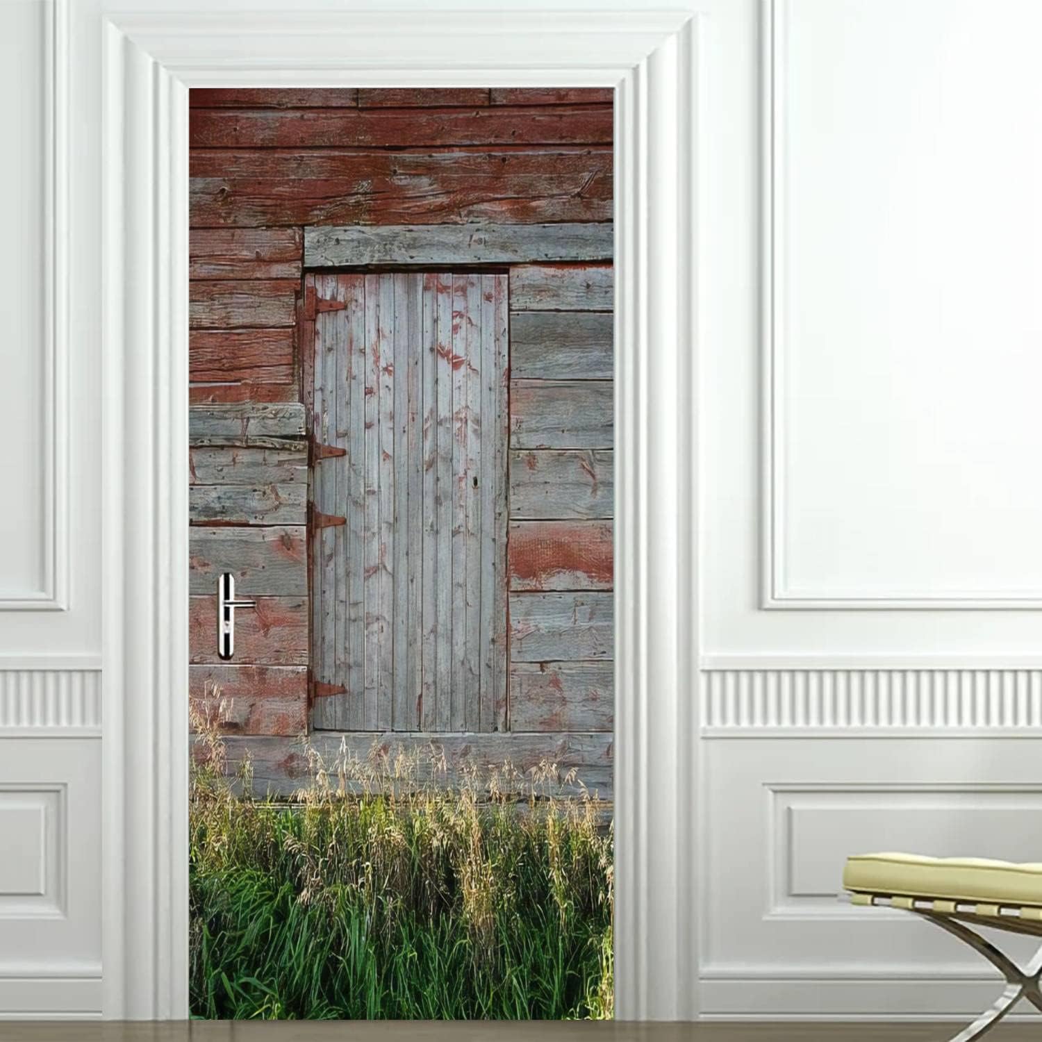 3D Door Decal Old Barn Door Door Sticker Self-Adhesive Removable Door ...