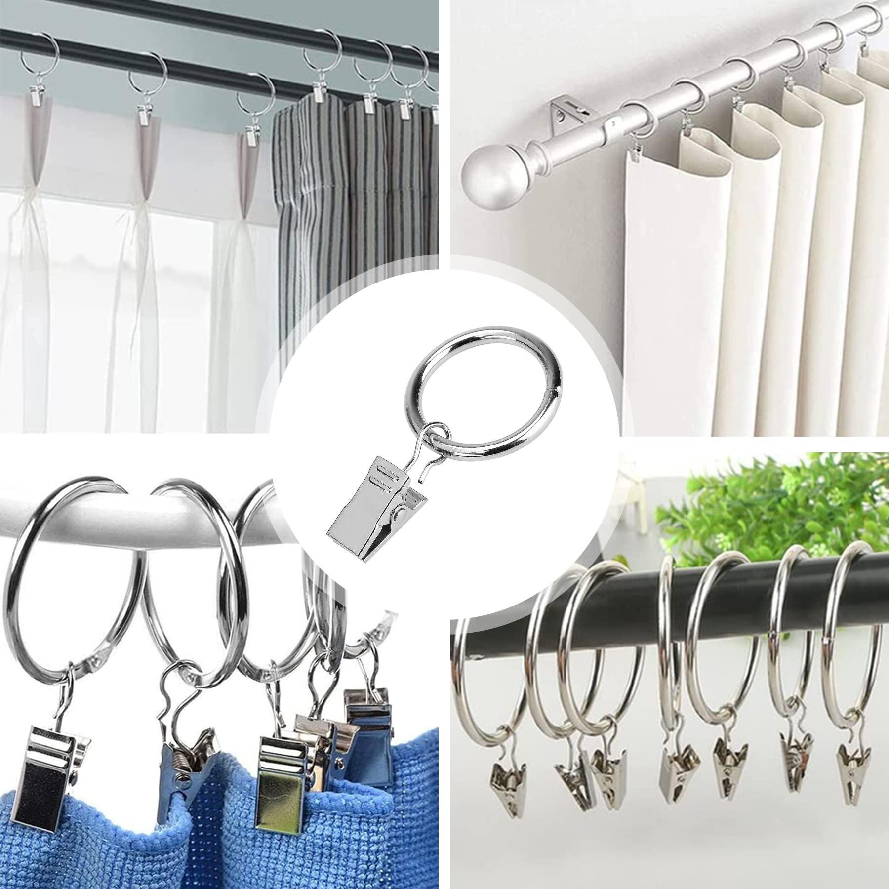 Curtain Rod Rings With Clips Lemonbest Metal Curtain Rod Drapery