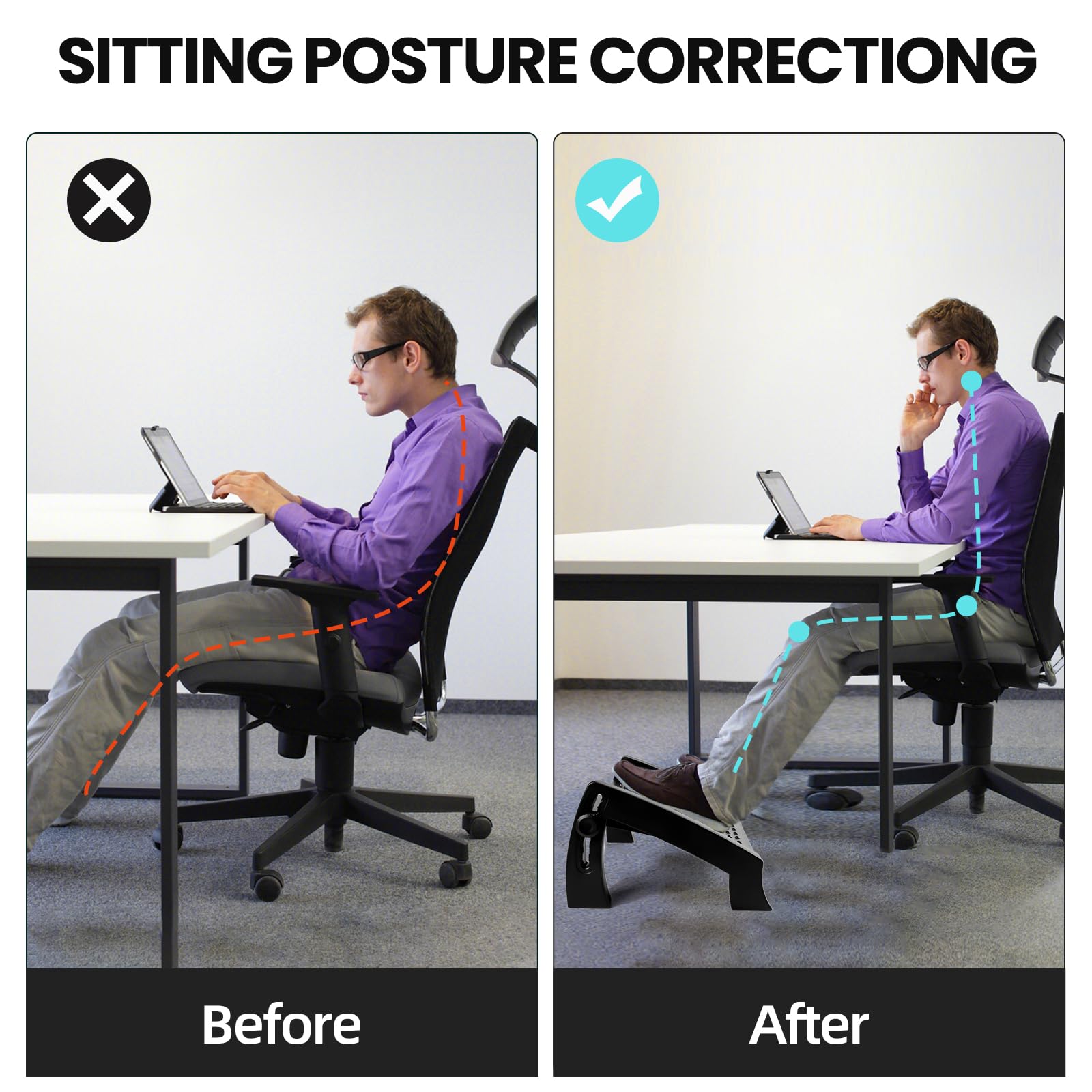 Foot Rest for Under Desk at Work,Adjustable Height Foot Rest,Ergonomic ...