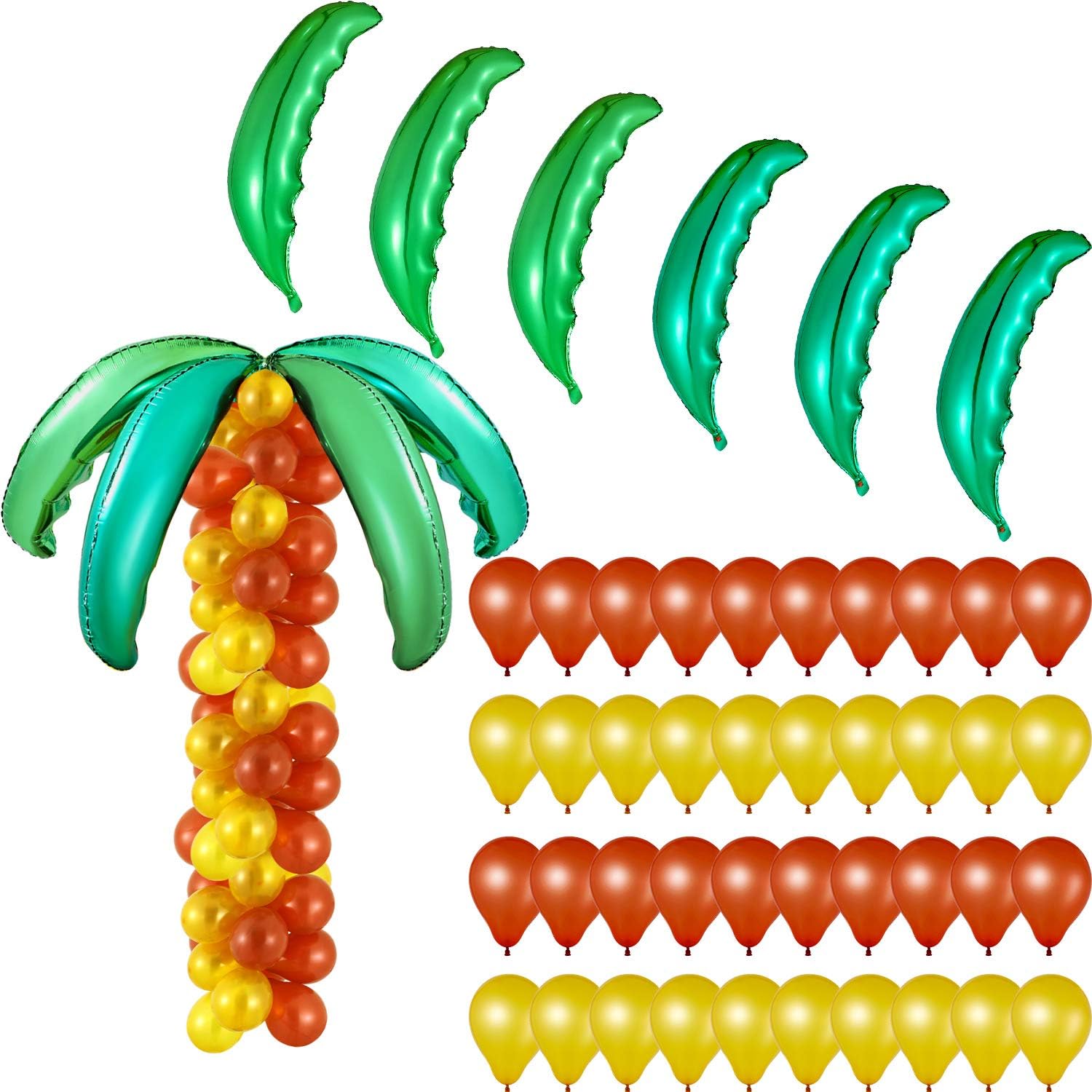 Amazon.com: 6 Pieces Hawaiian Coconut Palm Tree Leaves Balloons and 100 ...