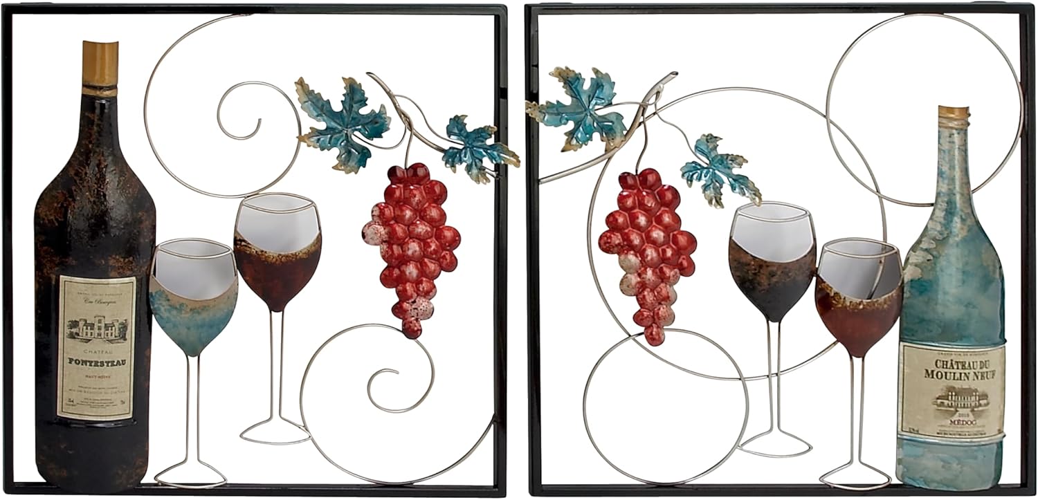 Amazon.com: Deco 79 Metal Wine Home Wall Decor Wall Sculpture with ...