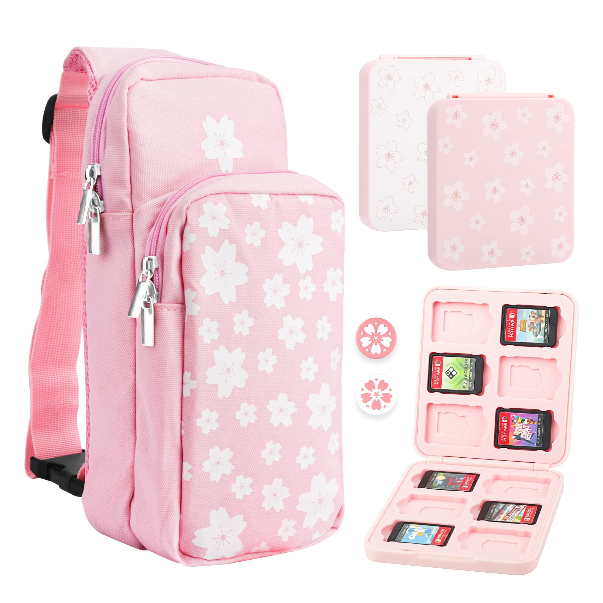 Amazon.com: FUNDIARY Pink Carrying Travel Bag for Nintendo Switch/OLED ...