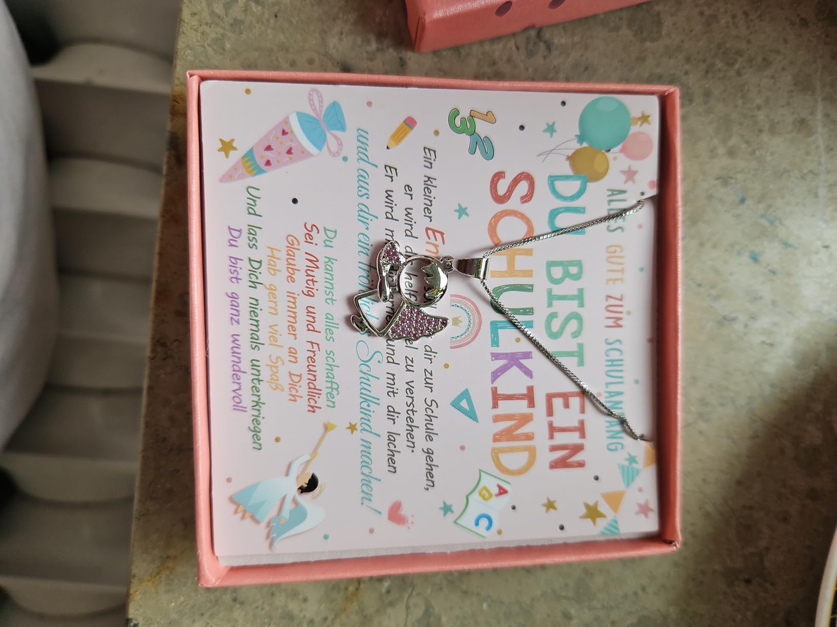 Humairc Einschulung Mädchen Geschenk Schutzengel Halskette Schulkind 2024 Schultüte Füllung ...