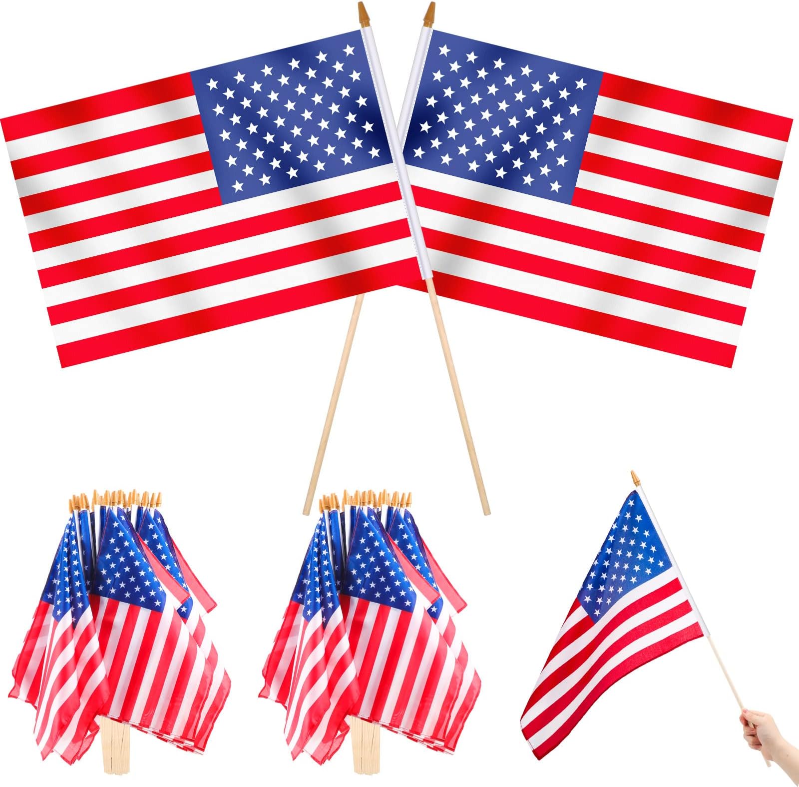 Amazon.com : Colarr 300 Pcs American Flags on Stick US Stick Flag 7.9 x ...