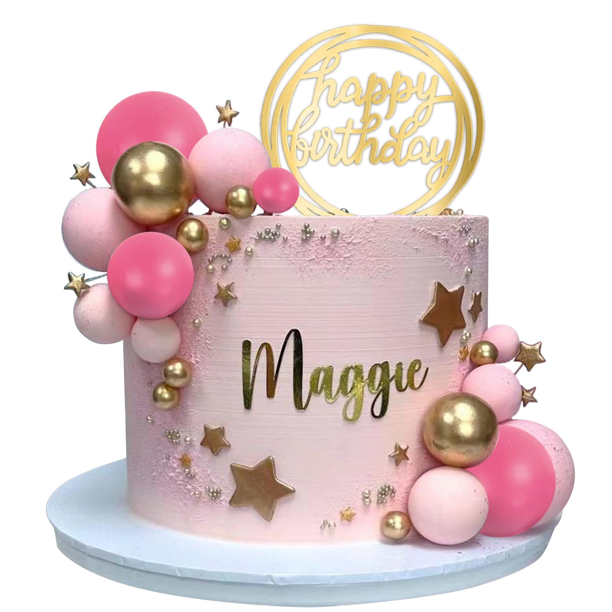 DRWATE Ball Cake Toppers Simplicity Hot Pink Ball Cake Toppers Foam ...