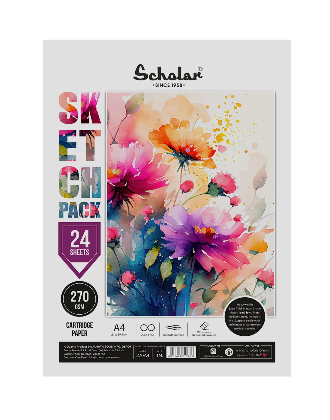 Scholar Sketch Pack - Loose Drawing Sheets (130 GSM, 150 GSM, 170 GSM ...