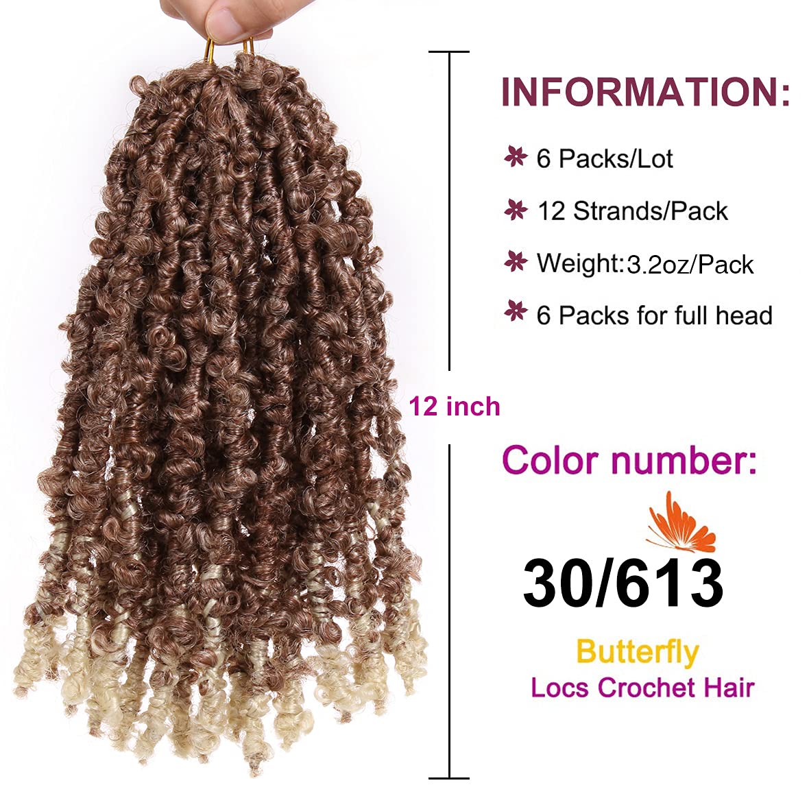 Snapklik.com : 12 Inch Pre-twisted Soft Butterfly Locs Crochet Hair 6 ...