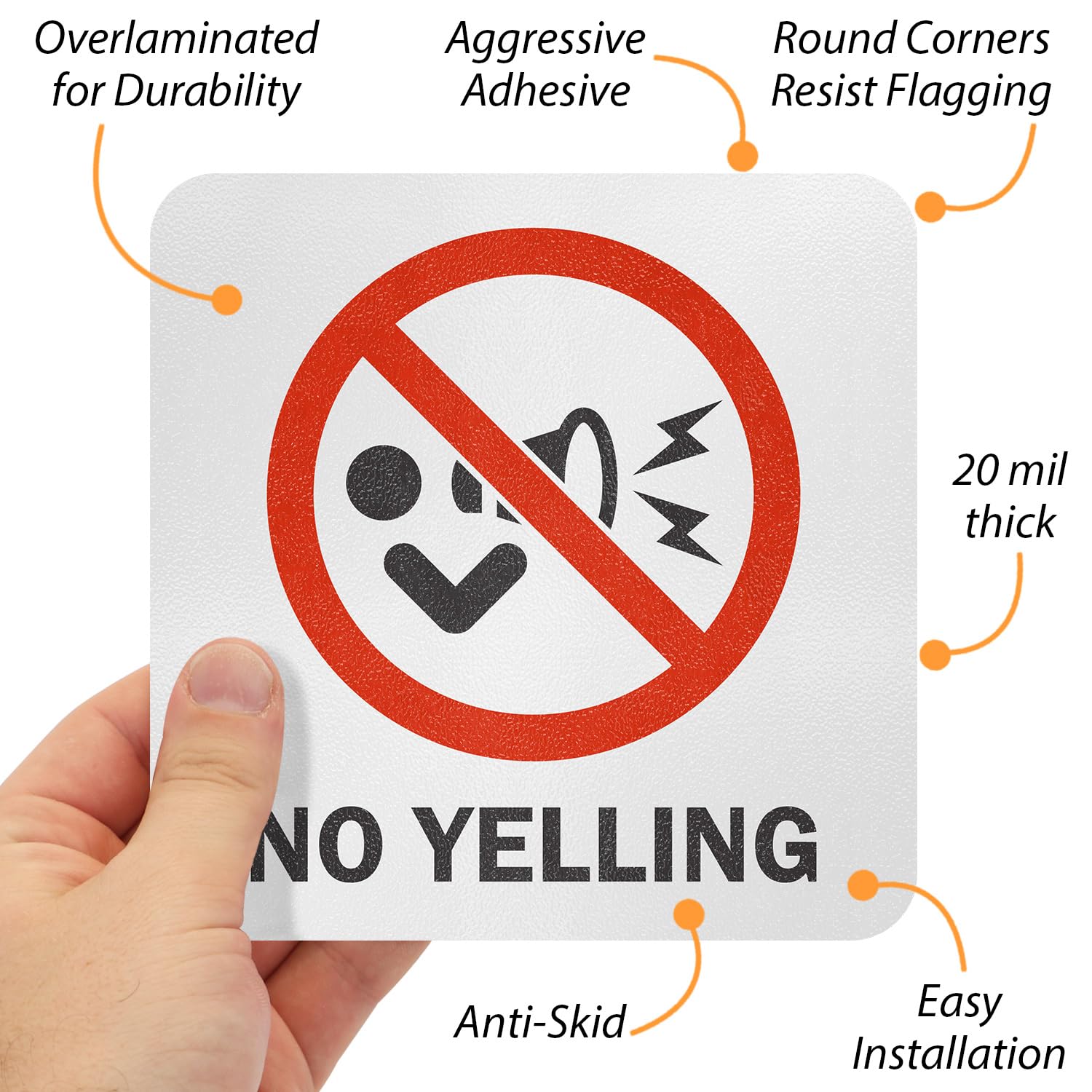 Snapklik.com : SmartSign No Yelling” Adhesive Pool Marker