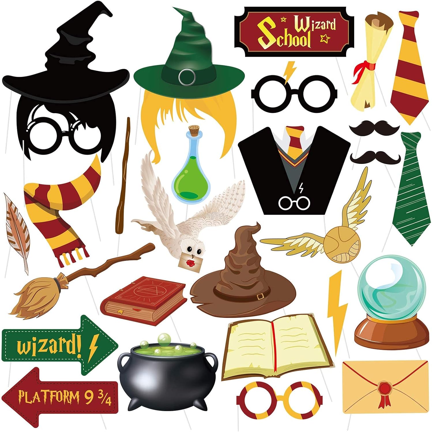 Amazon.com: 27PCS Magical Wizard Party Photo Booth Props,Wizard Castle ...