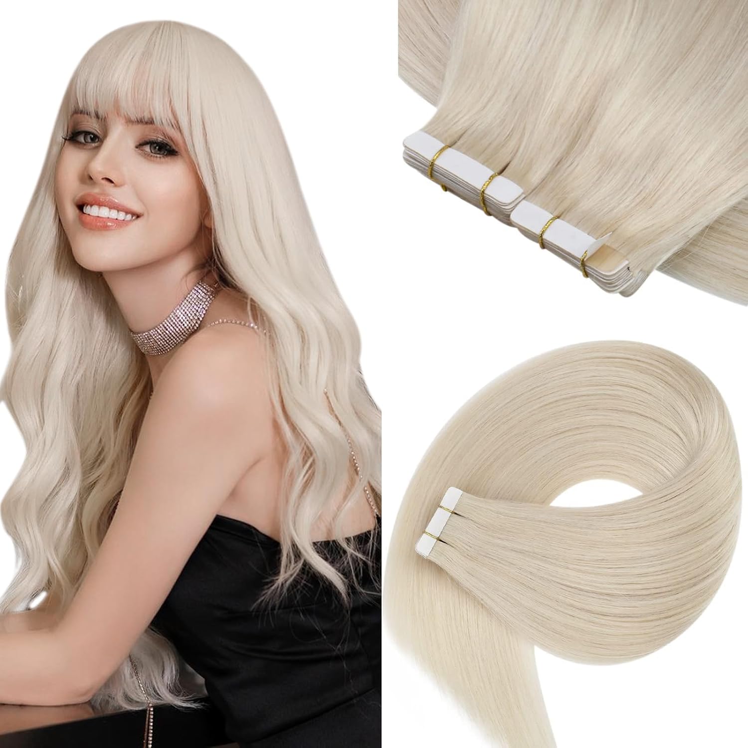 Sunny Hair Extensiones de cabello humano rubio con cinta, extensiones de cabello humano colorido ...
