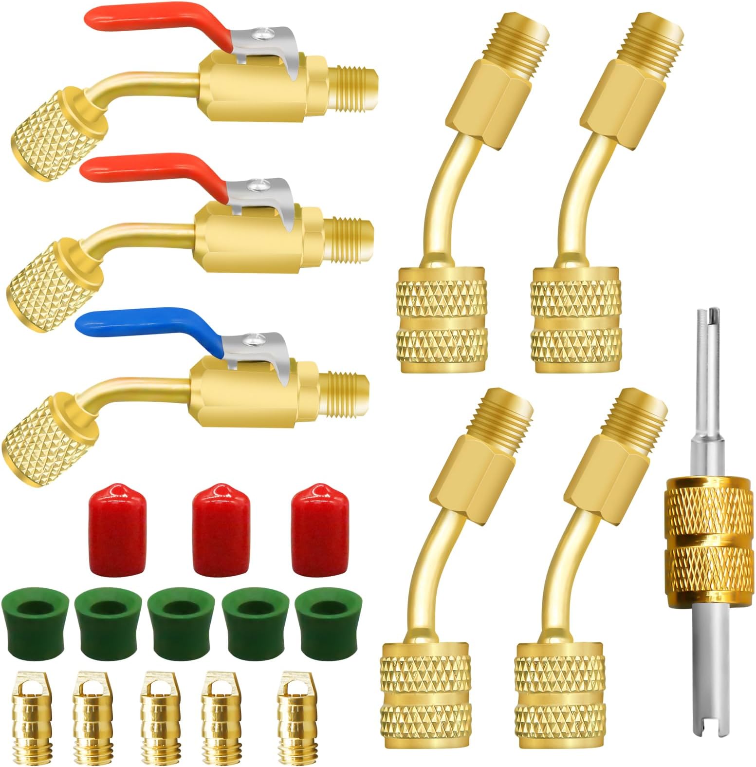 Amazon.com: 21Pcs Small Split Adapter Kit, R410A Adapter R410A ...