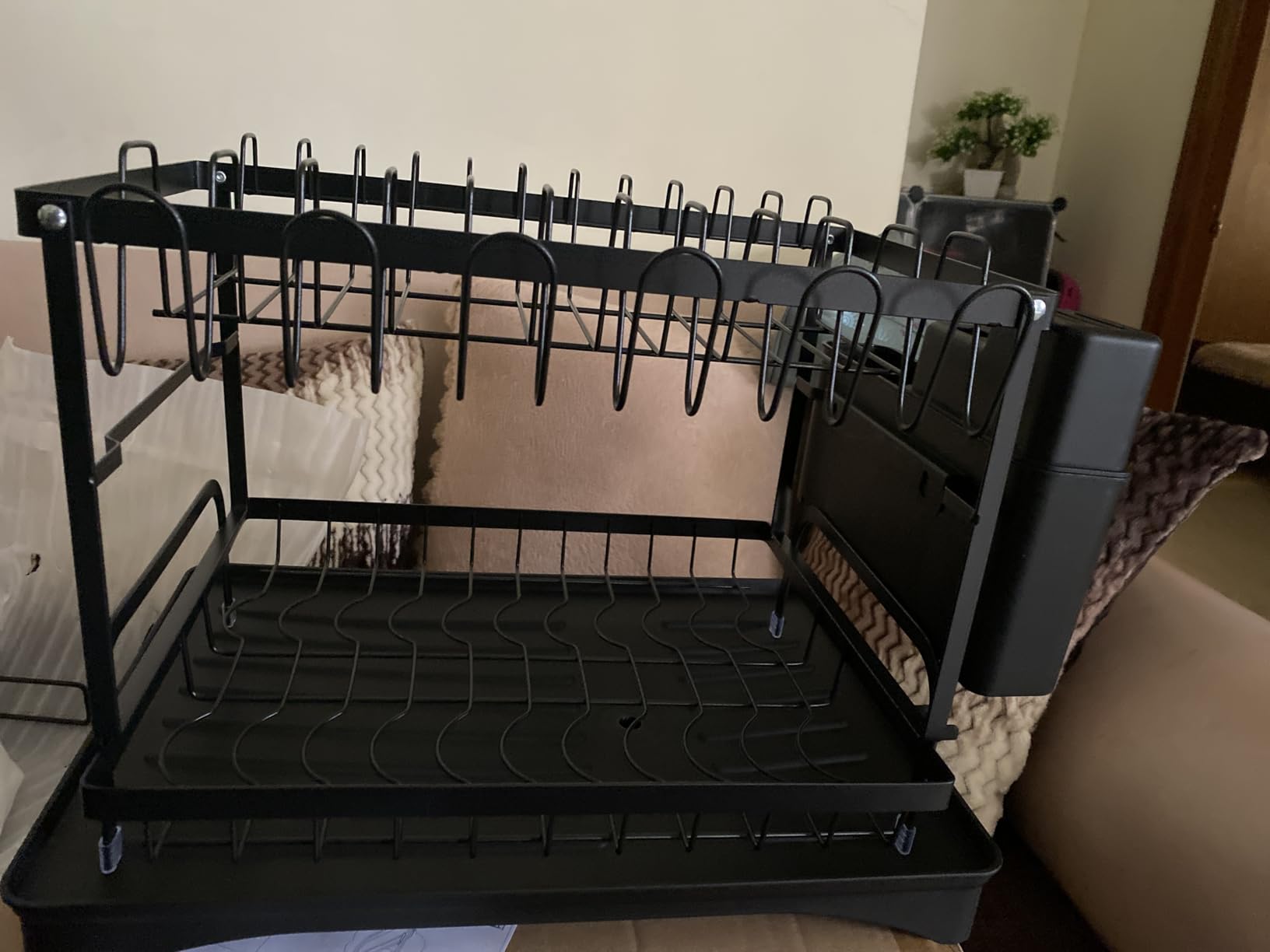 KZOBYD stainless steel Dish Drying Rack with Drip Tray, 2 Tier Compact ...