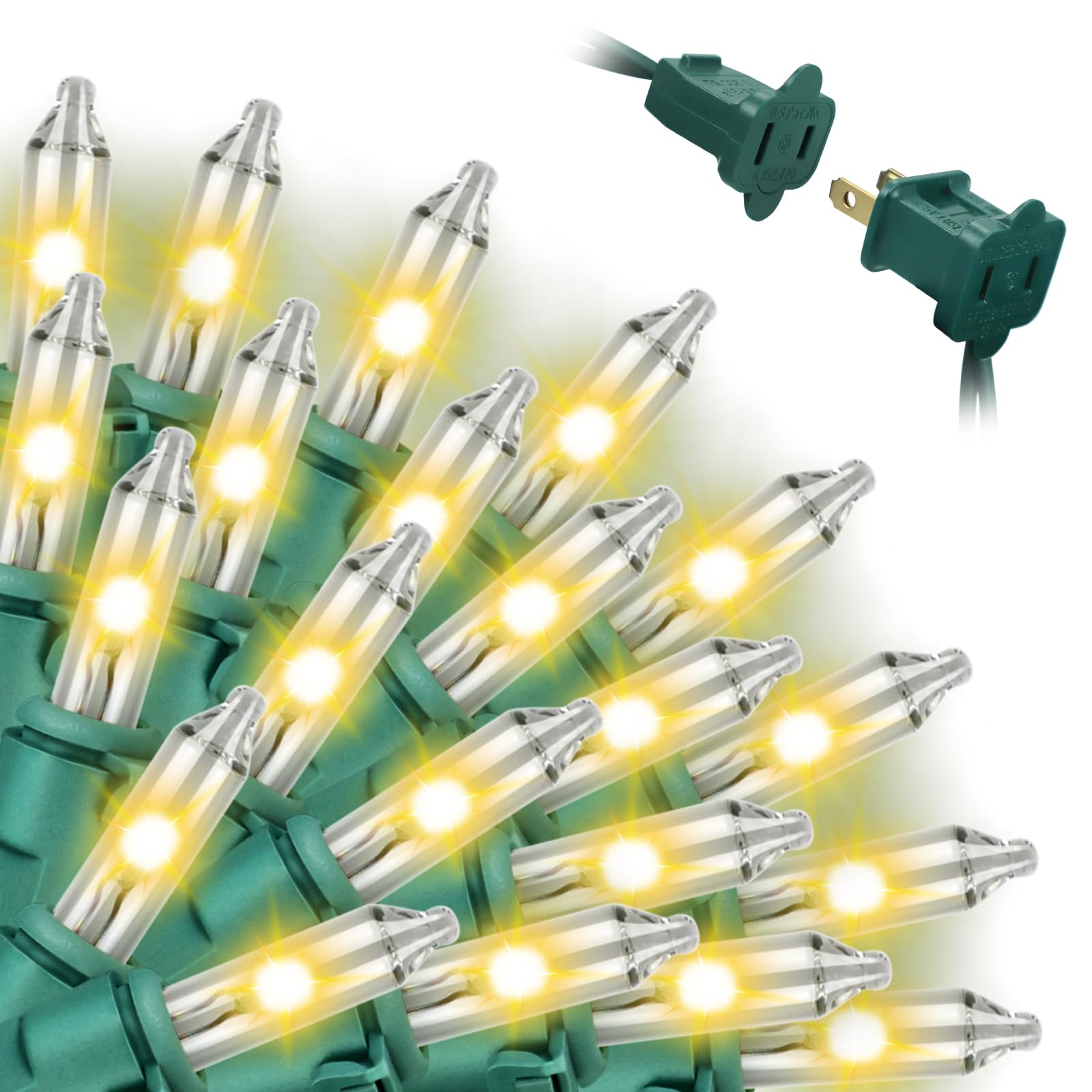 Amazon.com: HONEYYEAR 40FT Warm White Christmas String Lights, 120V ...