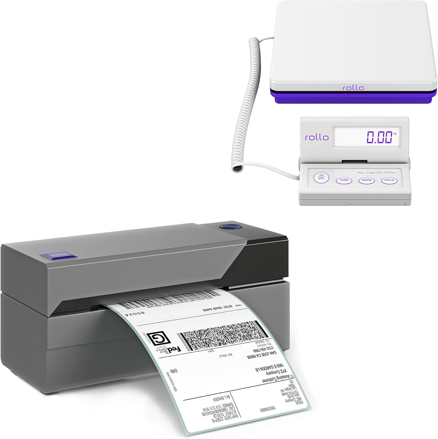 Amazon.com : Rollo USB Thermal Label Printer and Scale Bundle - High Speed Direct Thermal ...