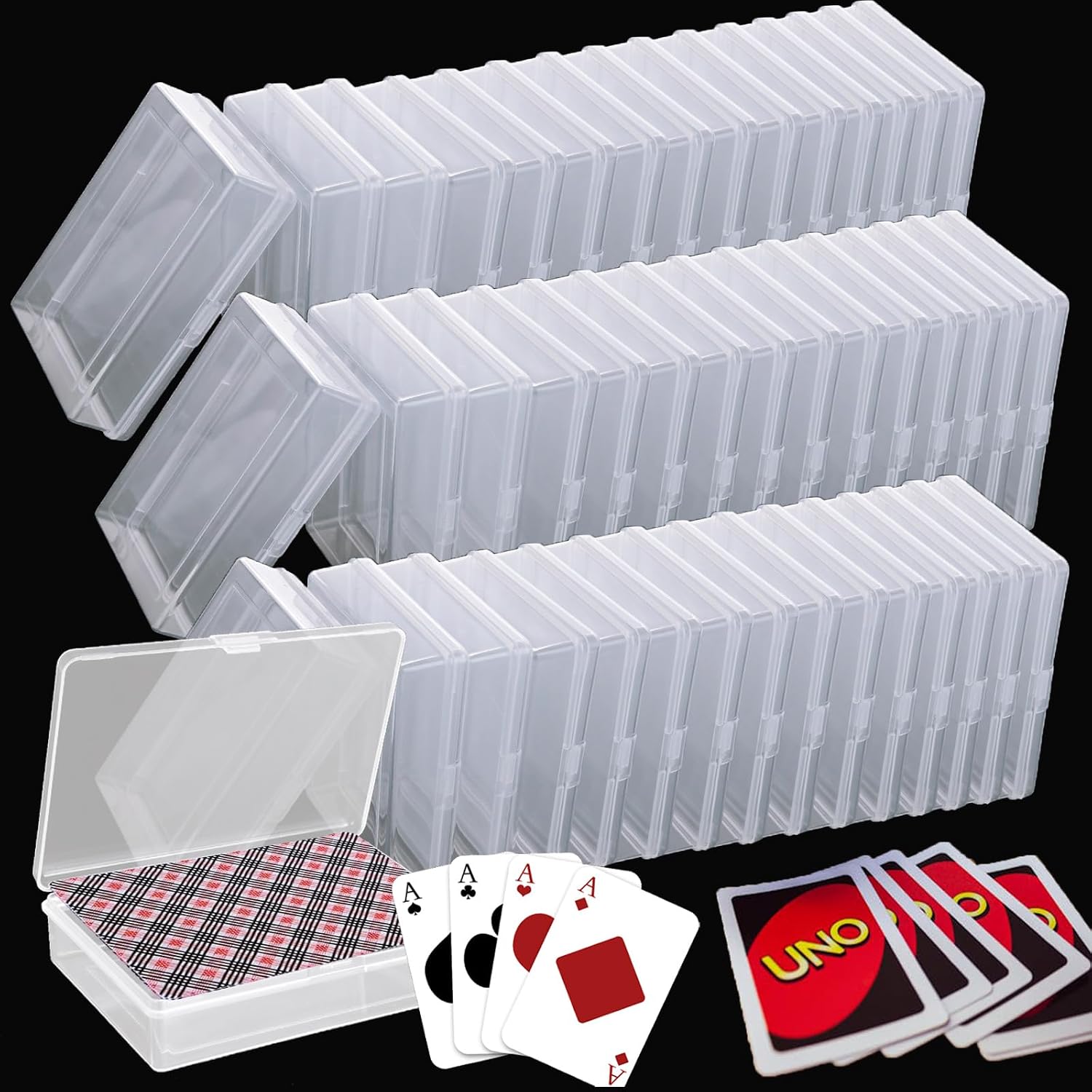 33Pcs Playing Card Case Clear Plastic Deck Box Card Game Organizer ...