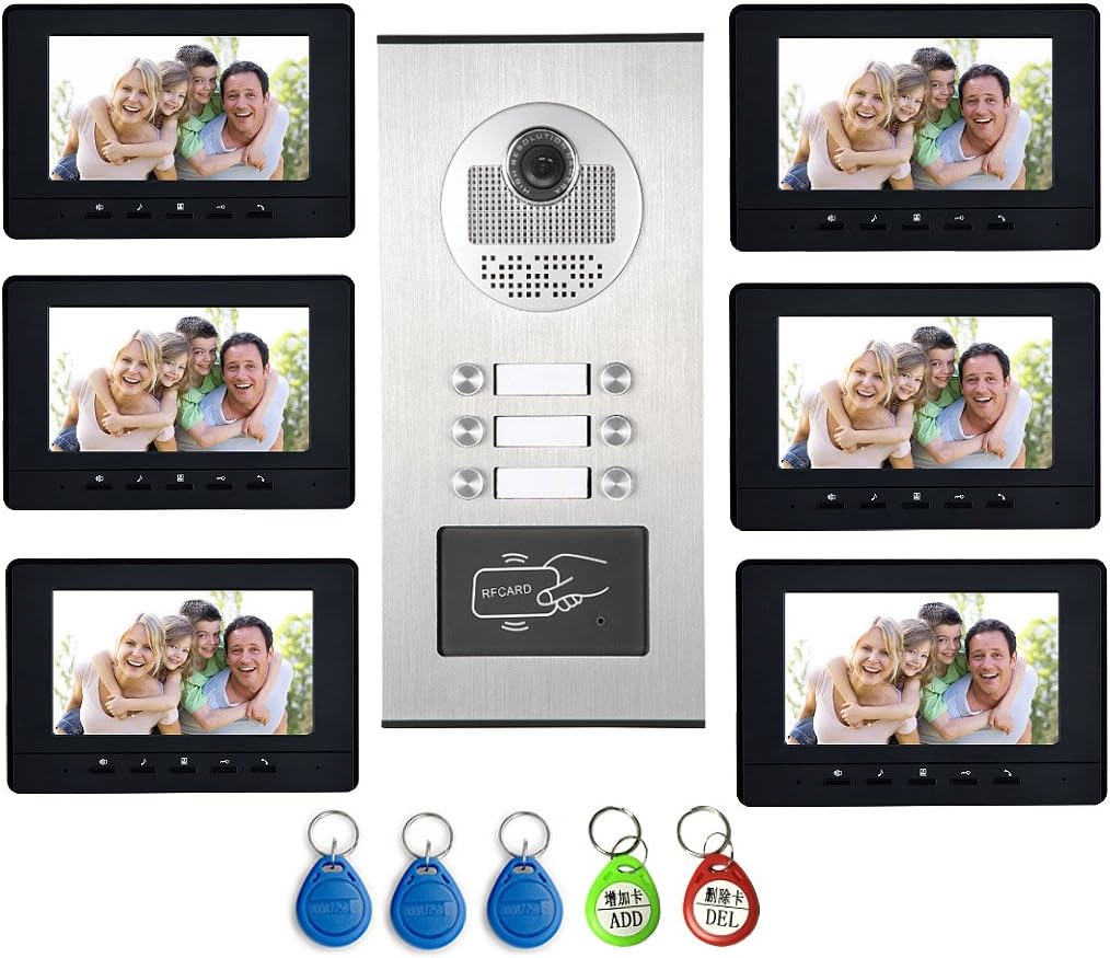 Amazon.com : AMOCAM 6 Units Apartment Intercom System, Video Intercom ...