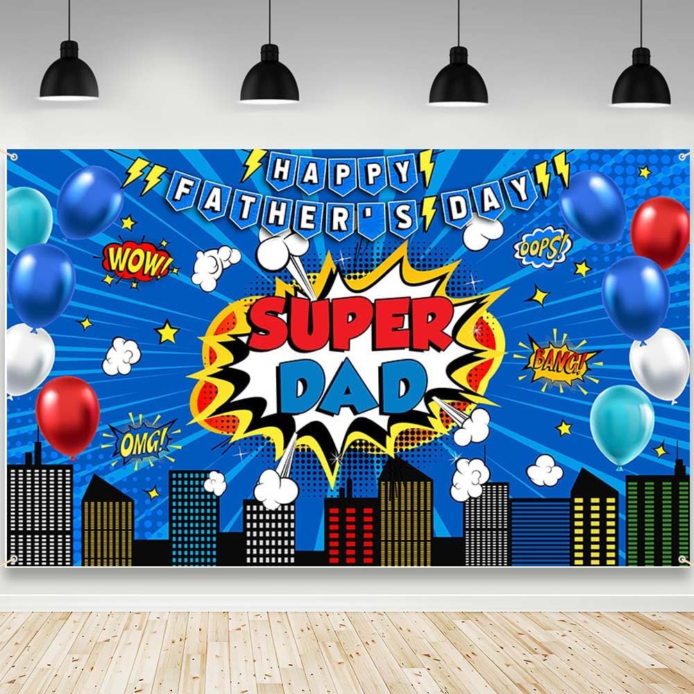 Amazon.com : AIBIIN Super Dad Backdrop Happy Fathers Day Photography ...