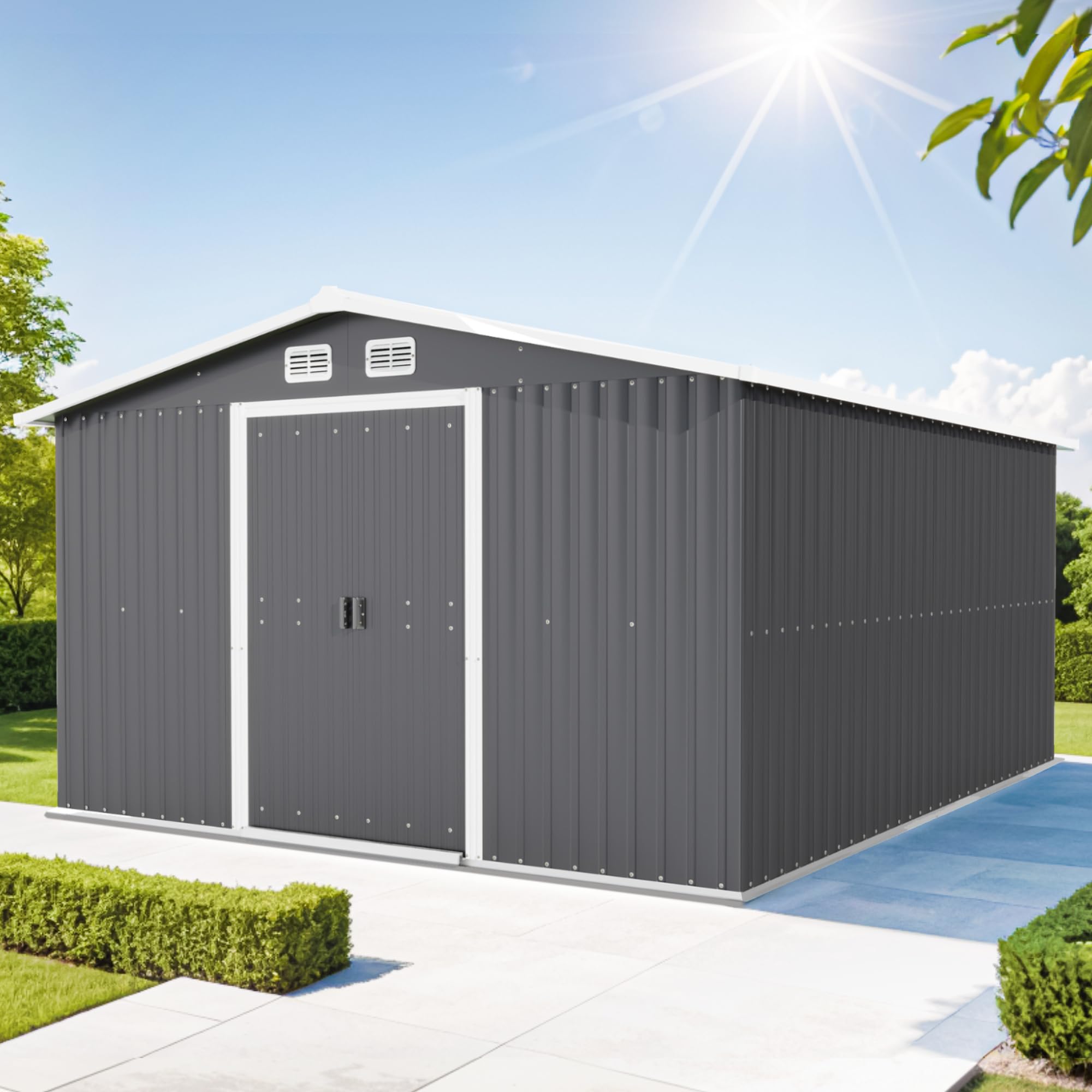 Snapklik.com : UBGO Outdoor Storage Shed 10FT X 12FT,Metal Tool Shed