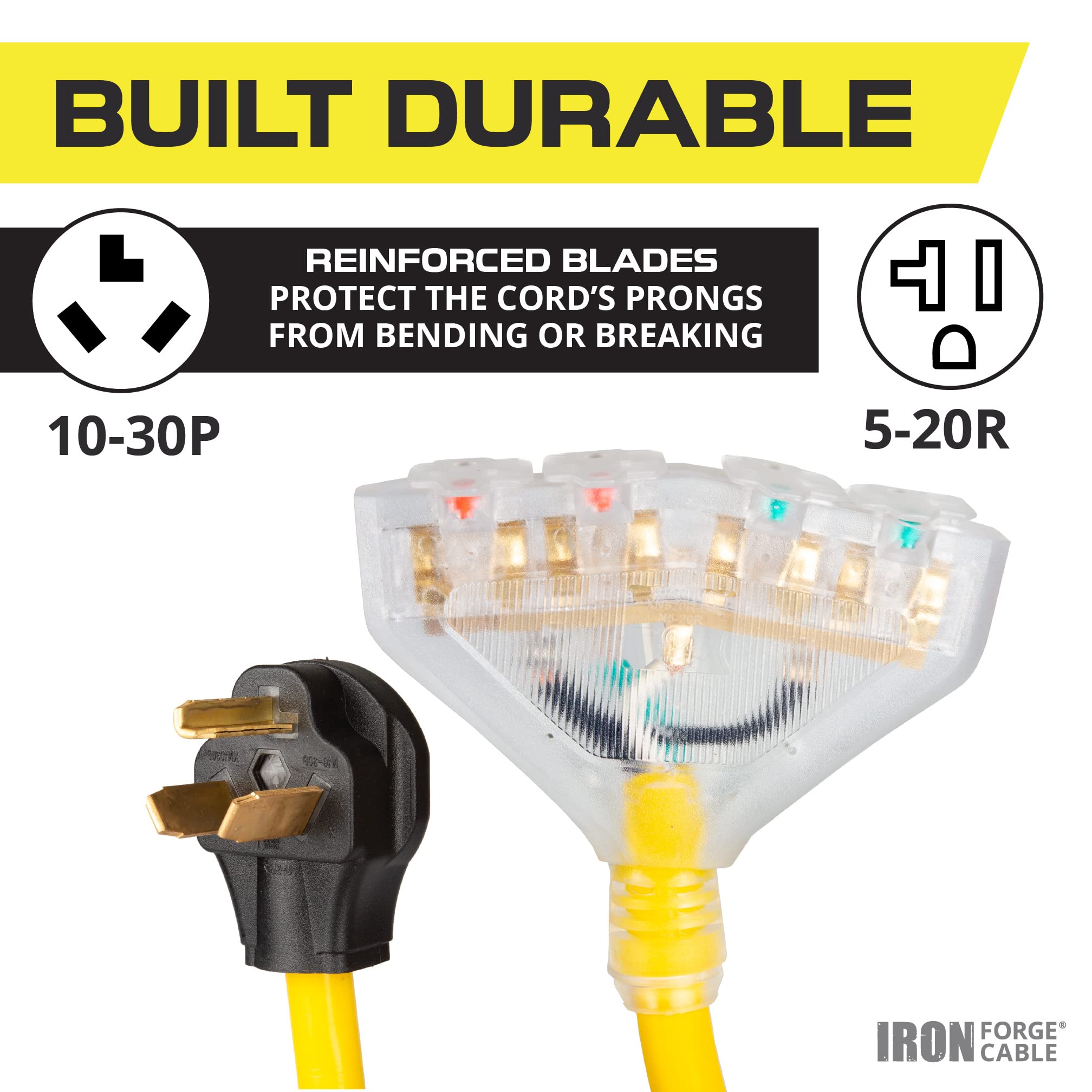 IRON FORGE CABLE 30 Amp to 20 Amp RV Electrical Adapter Power Cord, 1.5 ...