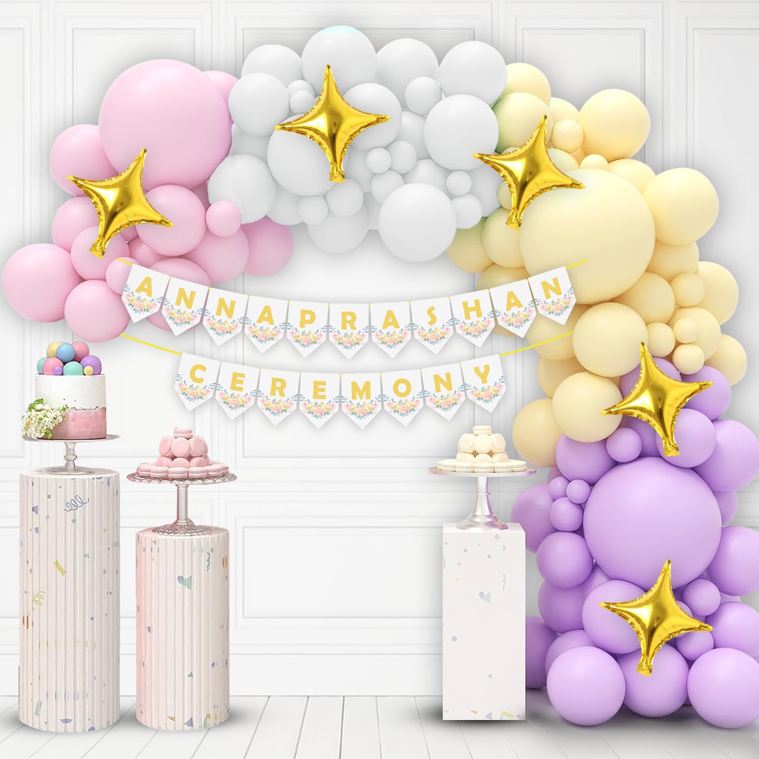 Party Propz Rice Ceremony Decorations Items - 46 Pcs Pastel Balloons ...