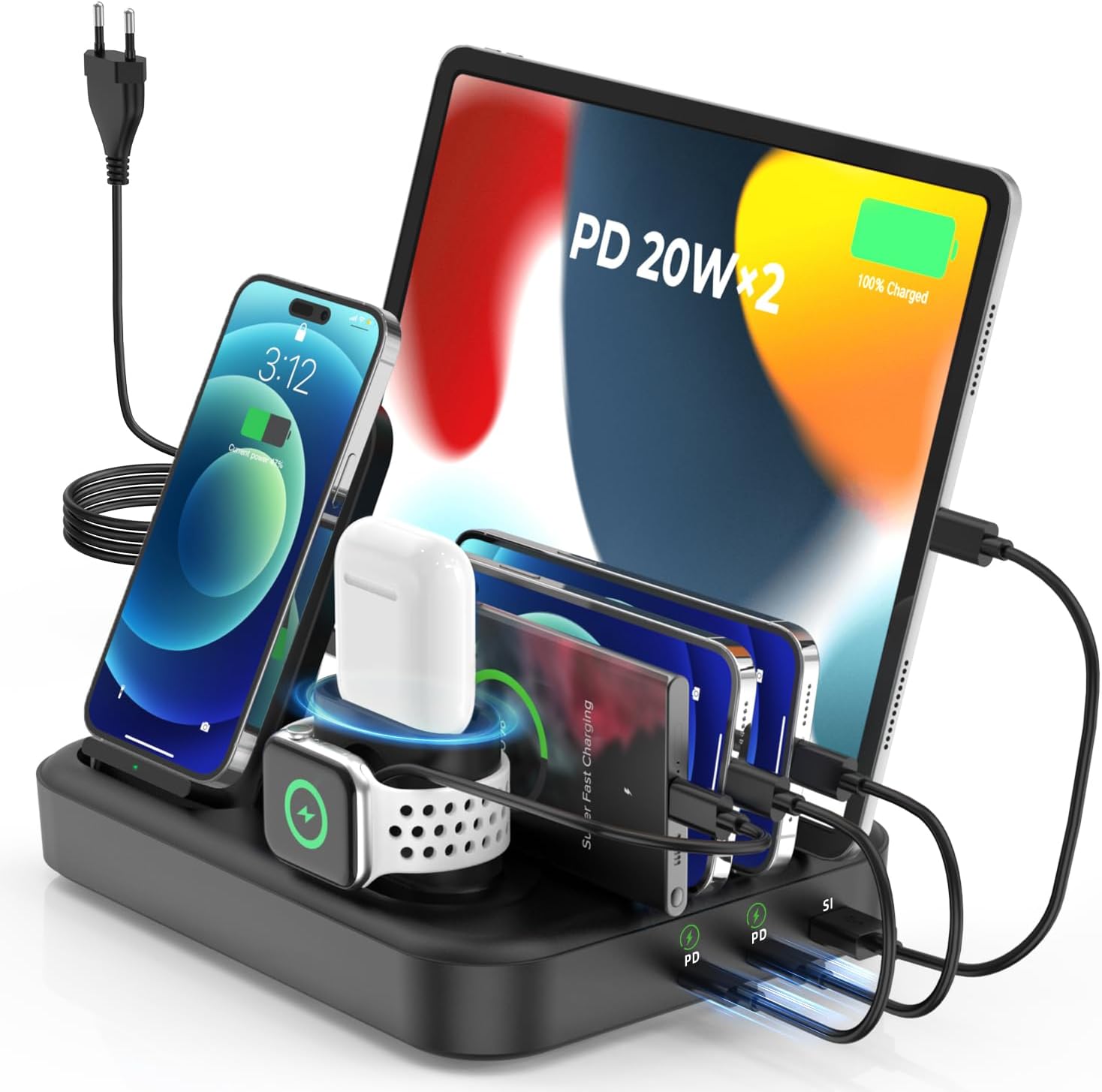 seenda Ladestation Mehrere Geräte Kabellos 67W mit PD Schnelles ...
