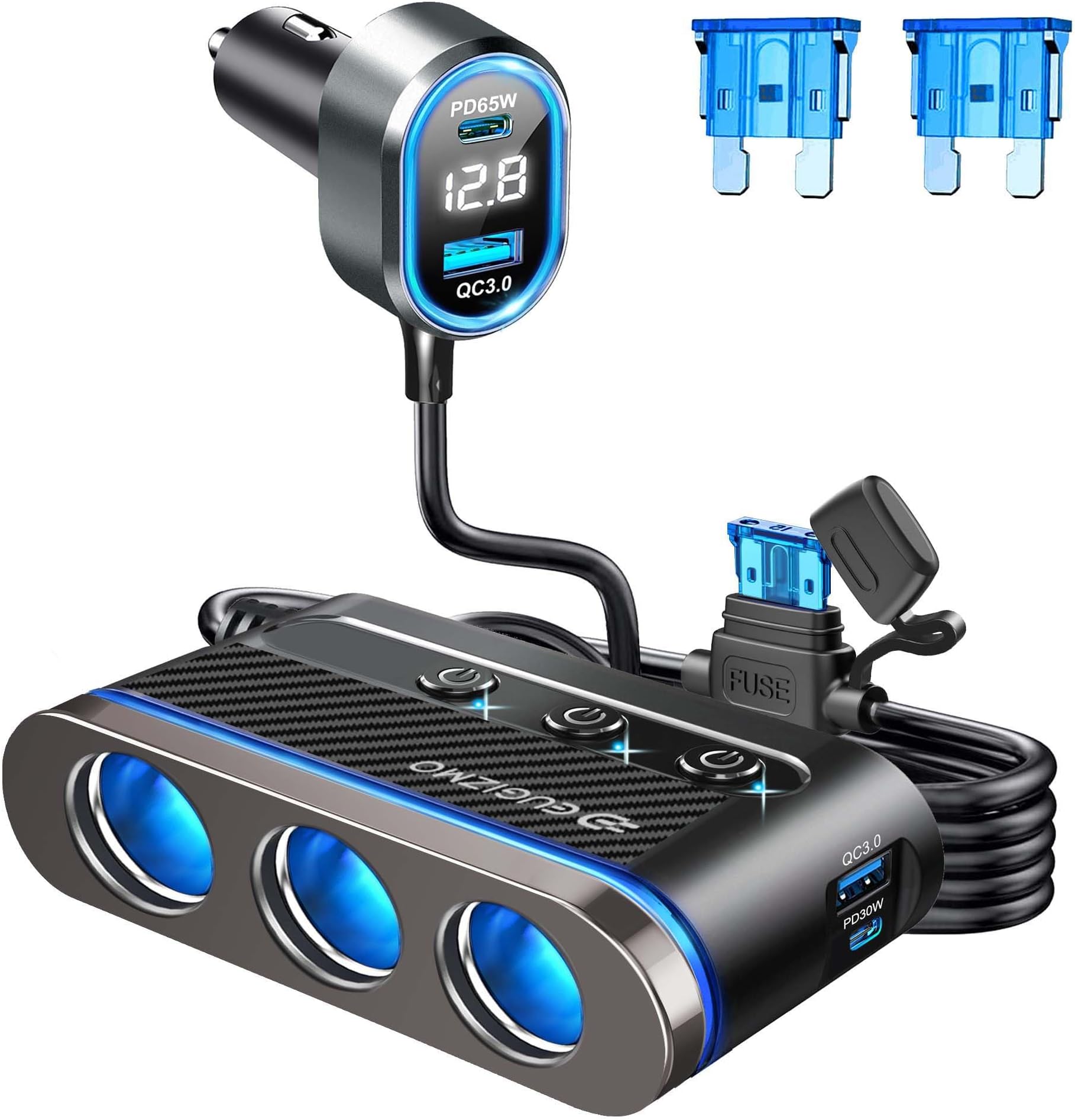 Amazon.com: 10FT Cable Car Cigarette Lighter Adapter 12V Socket Power ...