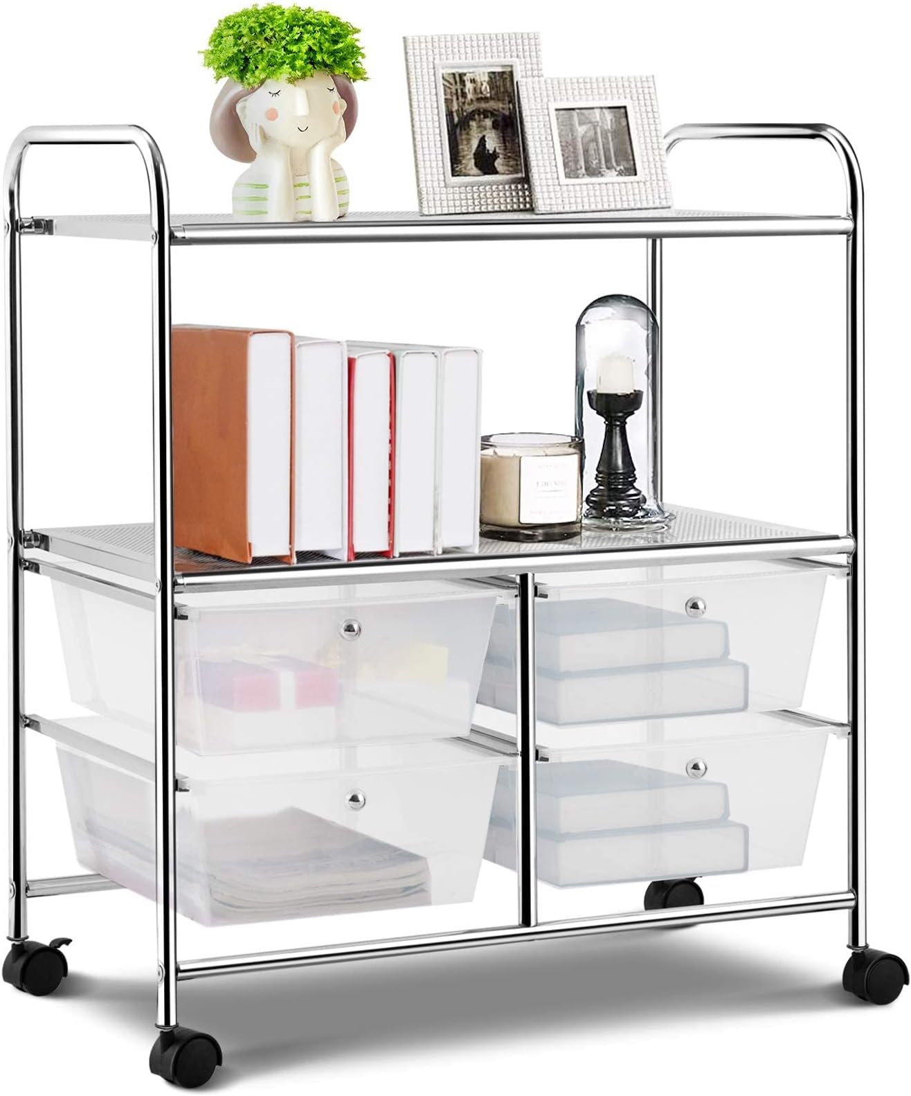 Amazon.com: RELAX4LIFE Storage Cart W/Four Drawers, Wheels and Two ...