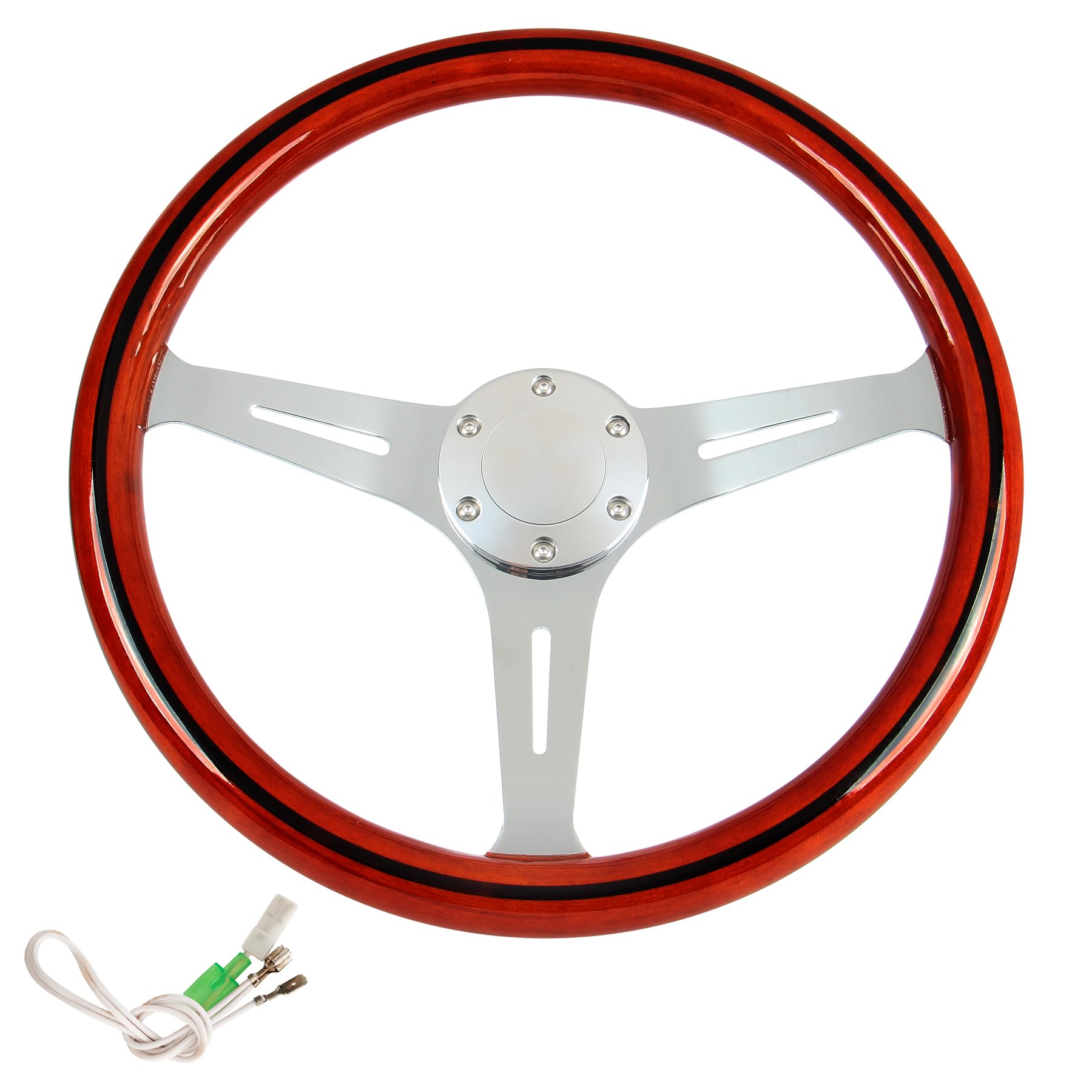Snapklik.com : 15" Black Line Wood Grain Steering Wheel Classic Grant ...