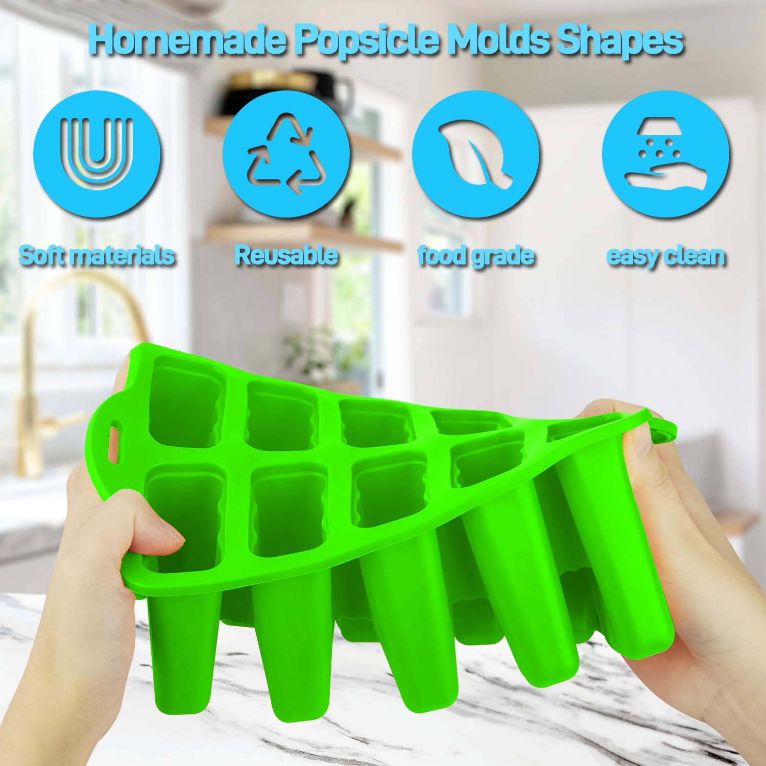 Snapklik.com : Silicone Popsicles Molds,10 Cavity Homemade ICE Popsice ...