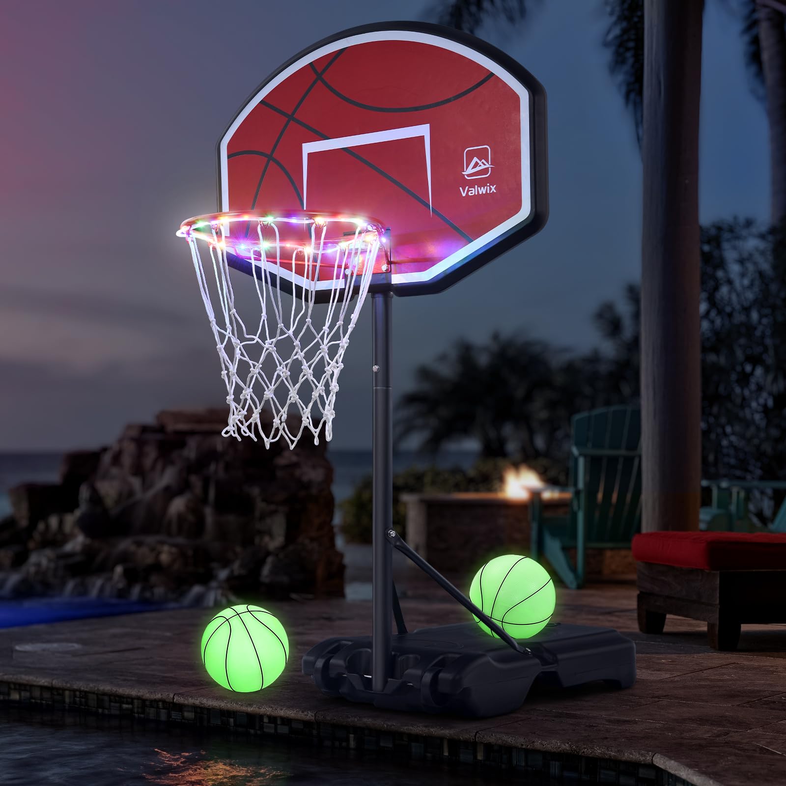 Valwix Poolside Water Basketball Hoop Outdoor 41 59 Adjustable Height ...