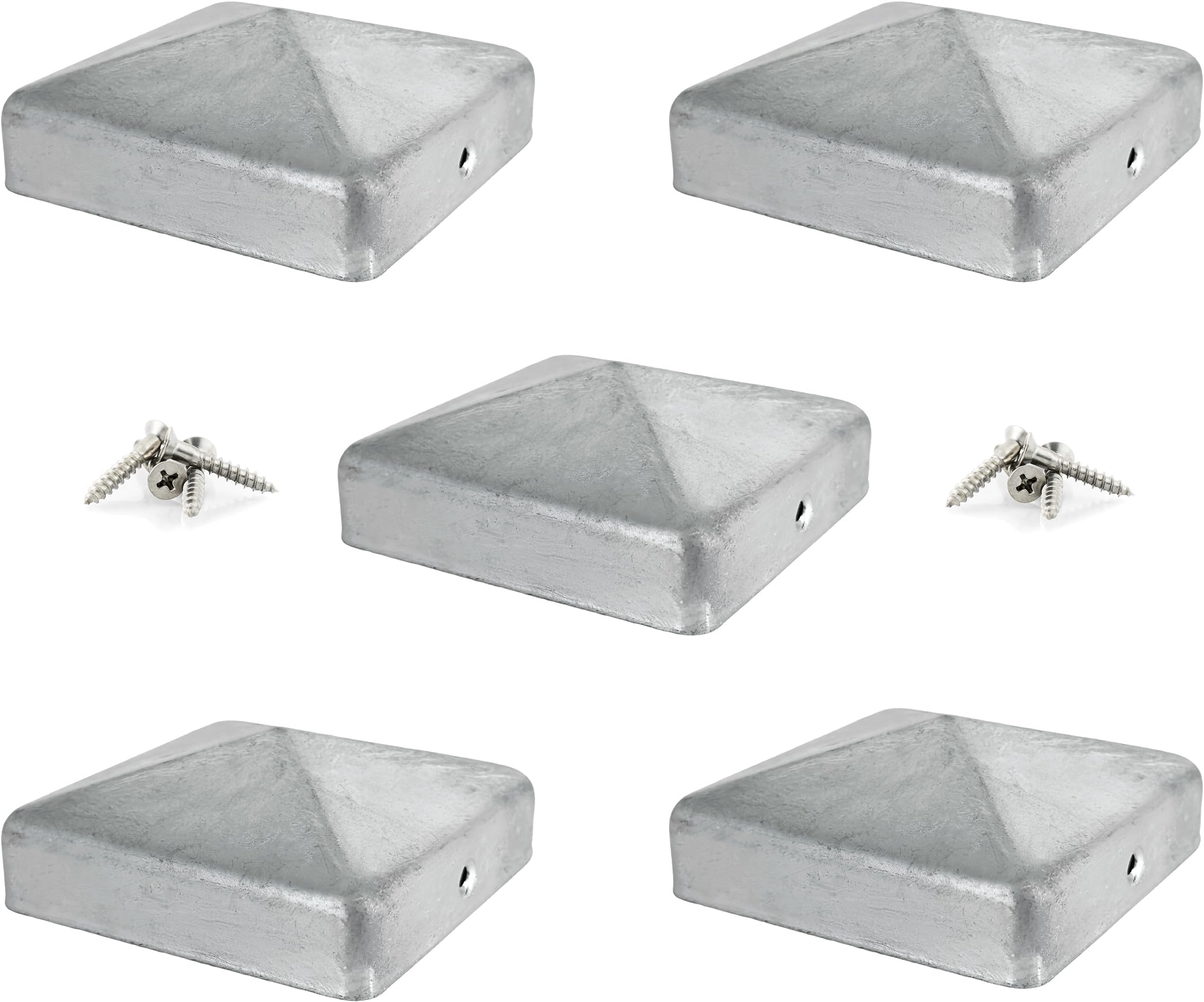 SHUESS 30pcs Silver Fence Post Caps 4 x 4 Inch - 101 x 101 mm Fence ...