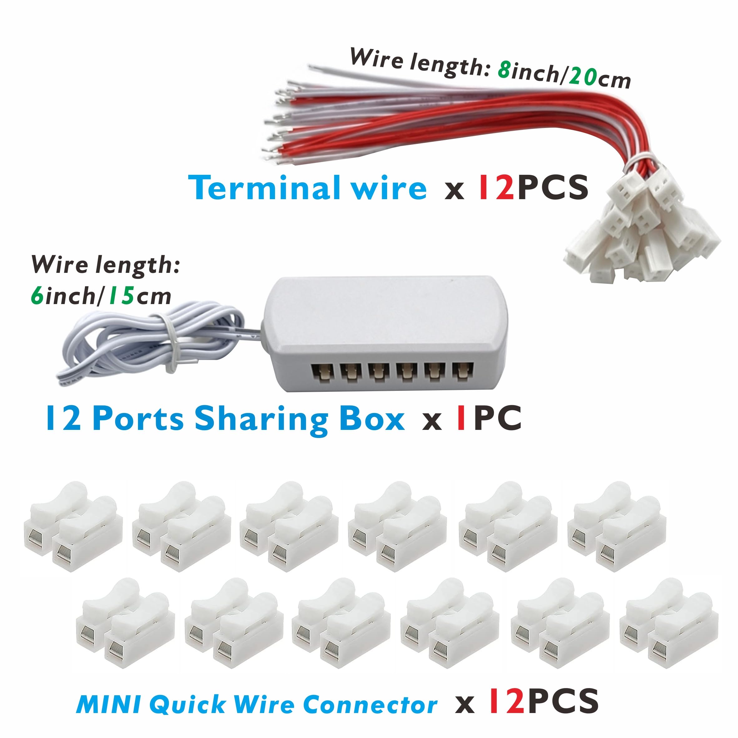 Snapklik.com : 3-12V 12Ports Female Plug Junction Box