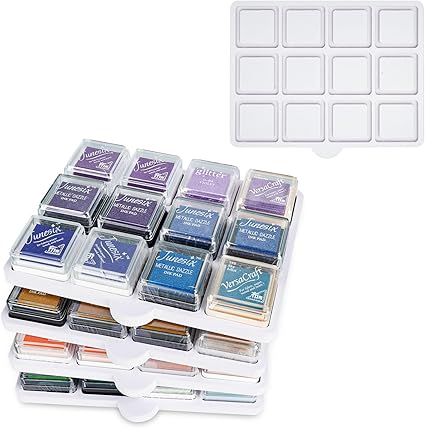Amazon.com: Sanfurney Ink Pad Cube Caddy Mini Size Stamp Pad Storage ...