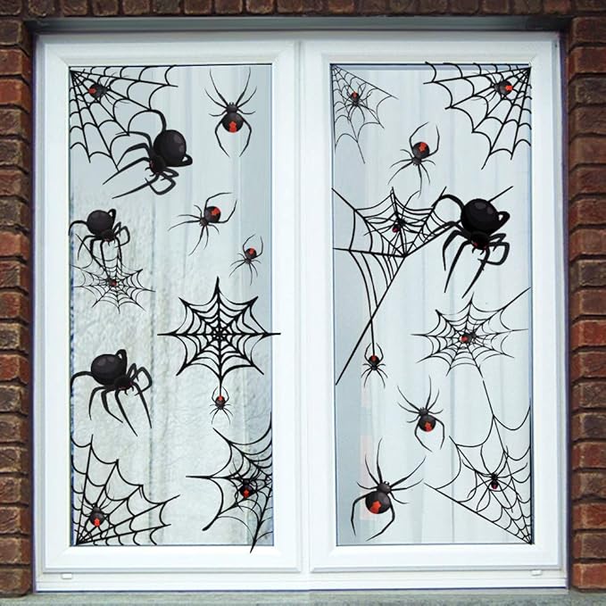Amazon.com: 75PCS Spider Web Window Stickers Halloween Decorations ...