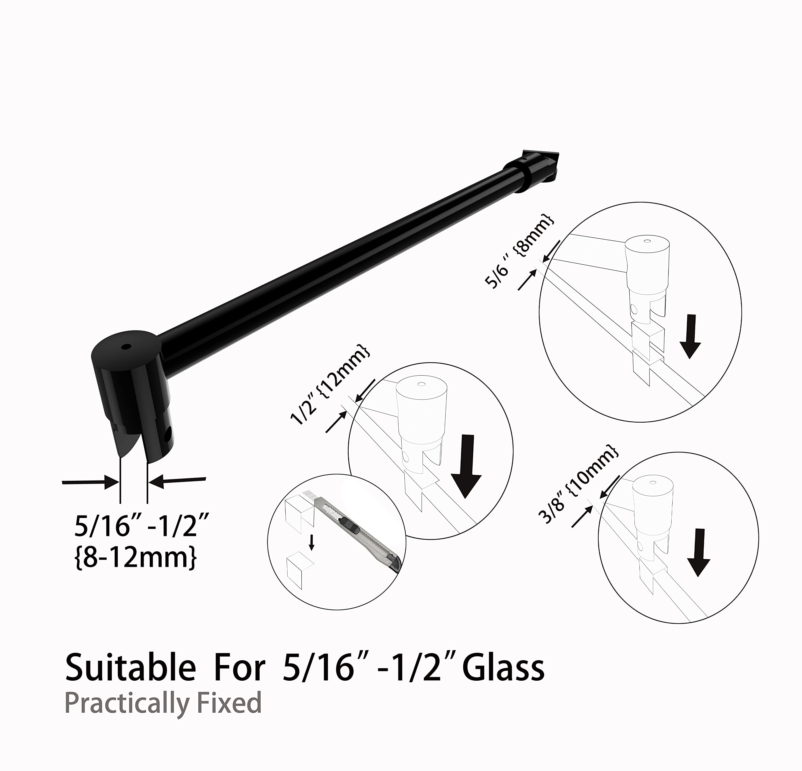Snapklik.com : Shower Door Glass Support Bar,180 Degrees Wall-to-Glass ...
