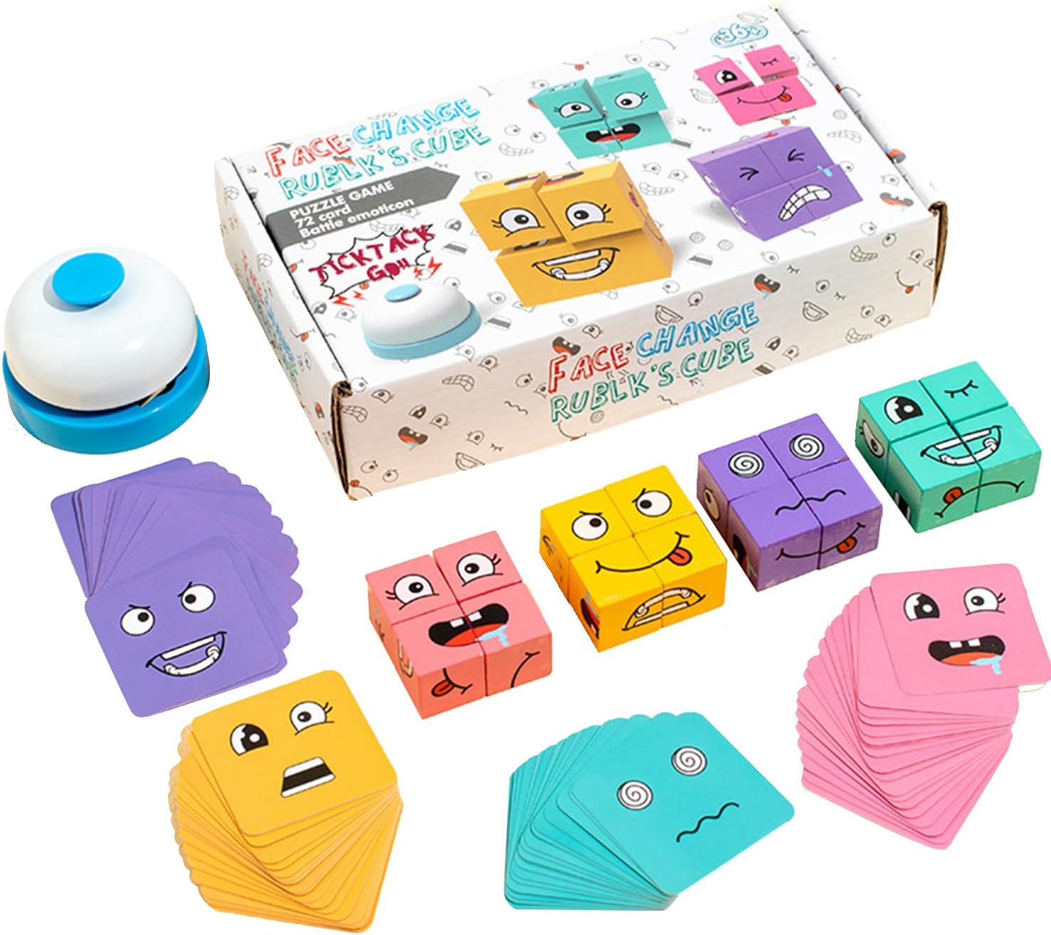 Wooden Expressions Matching Block Puzzles Face Changing Cubes Game ...
