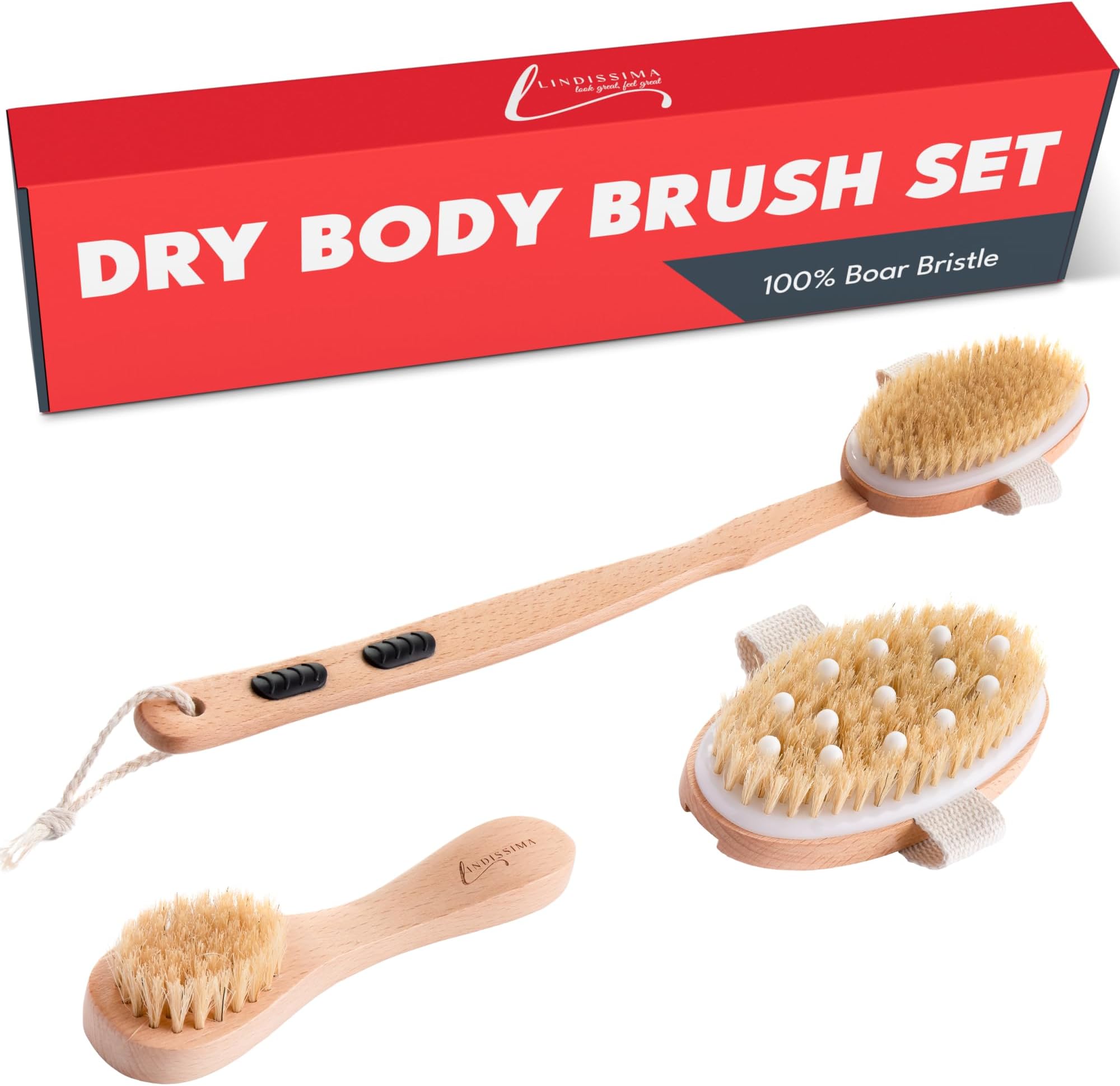 Amazon.com : Premium Dry Brushing Body Brush Set for Lymphatic Drainage ...