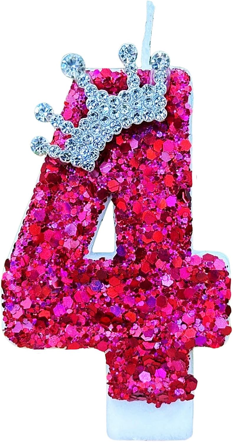 Amazon.com: Hot Pink Birthday Number 4 Candle for Cake, Pink Number 4 ...