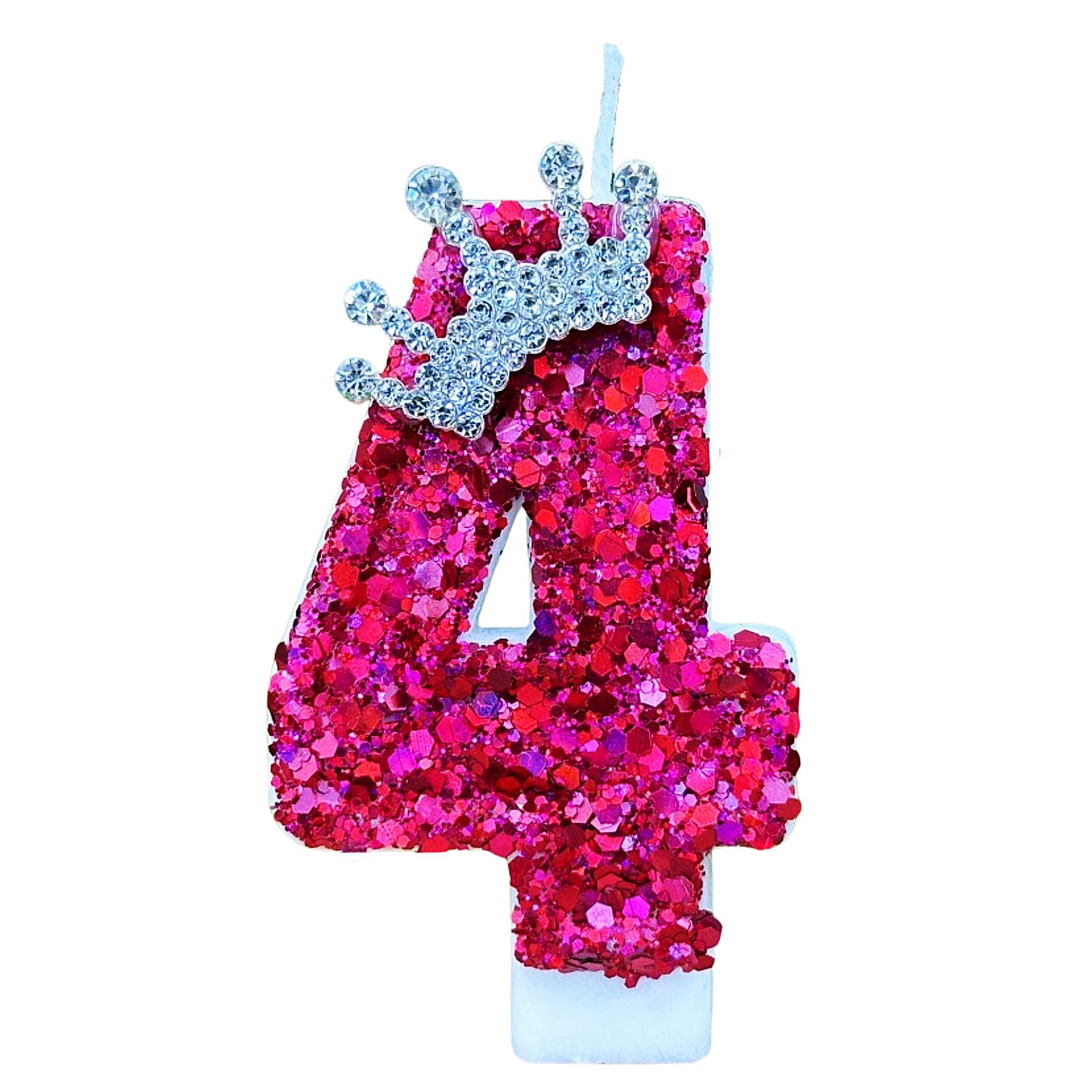 Amazon.com: Hot Pink Birthday Number 4 Candle for Cake, Pink Number 4 ...
