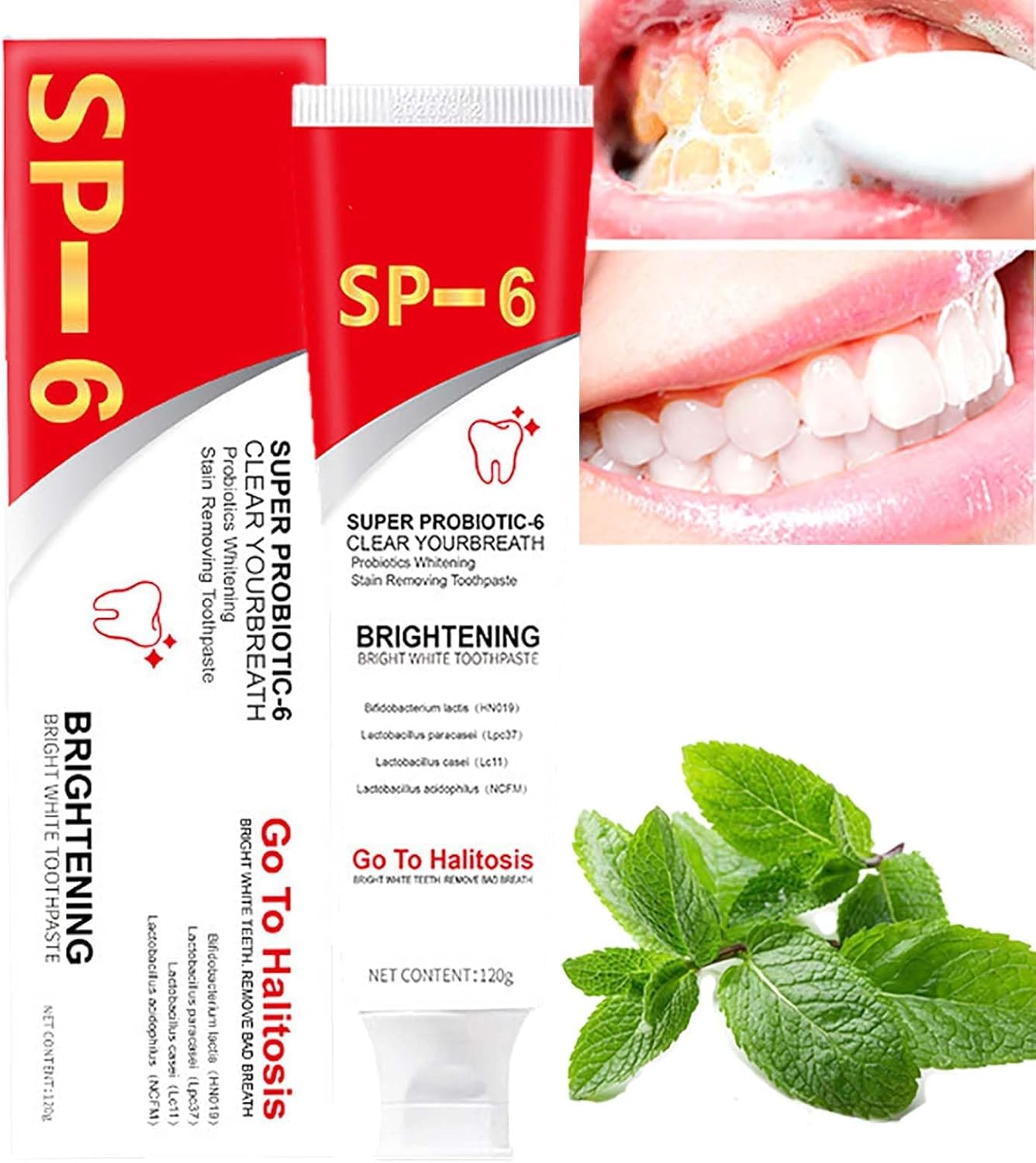 SP-6 Probiotics White Toothpaste, Toothpaste Sp-6 Brightening, Deep ...