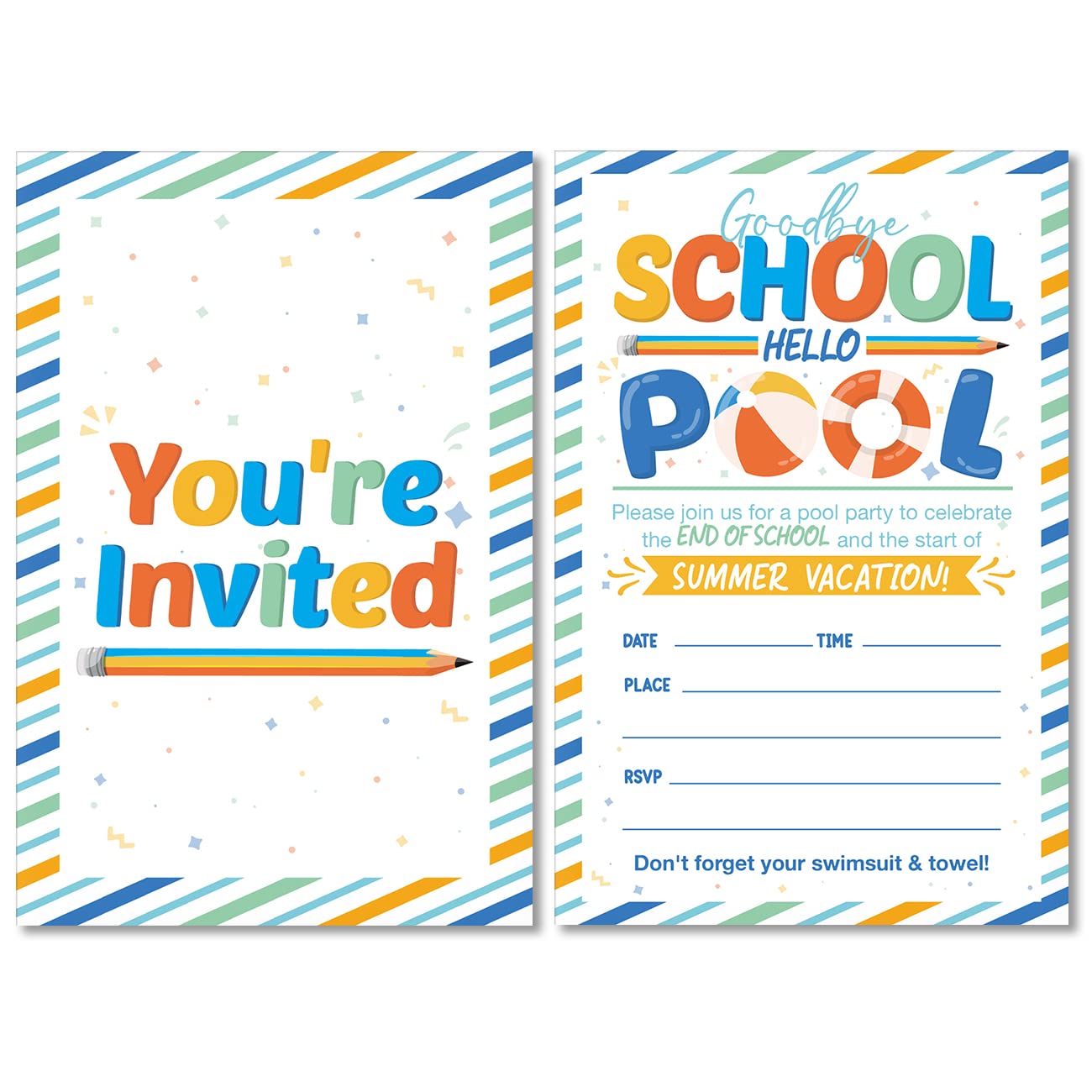 Blank Printable Pool Party Invitations