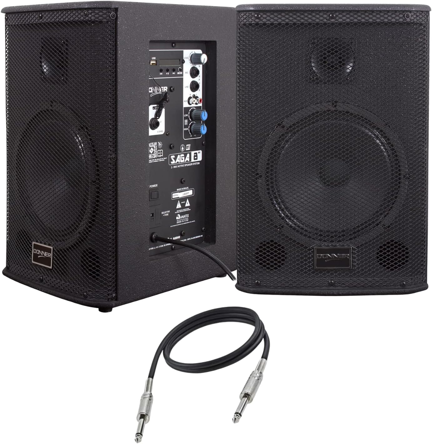 Kit Caixa Ativa Passiva 8 225w Saga Usb Bt FM Bar Auditório Ar Livre Área | Amazon.com.br