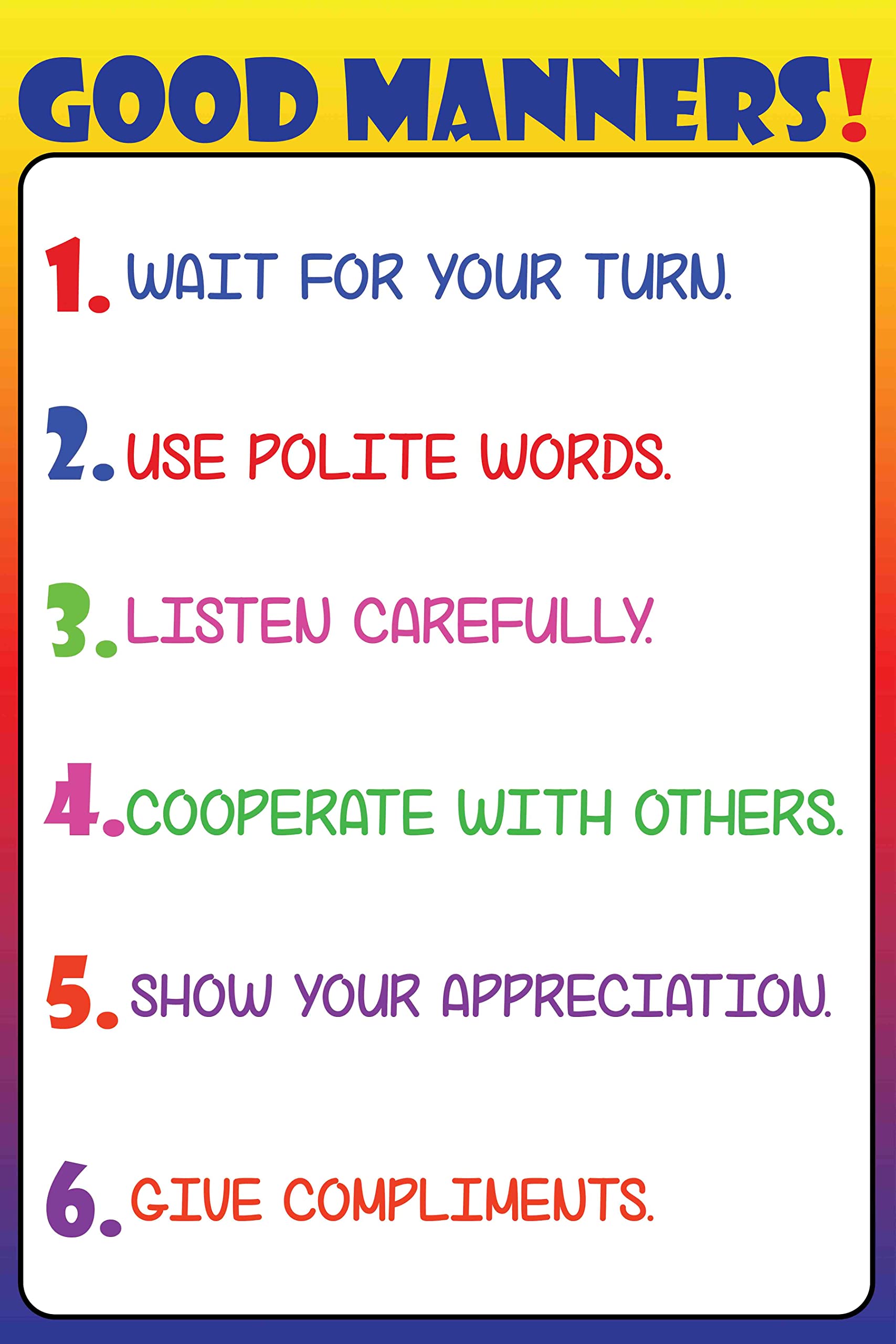 Buy Good Manners for Decoration|Kids Educational for Wall| for Play ...